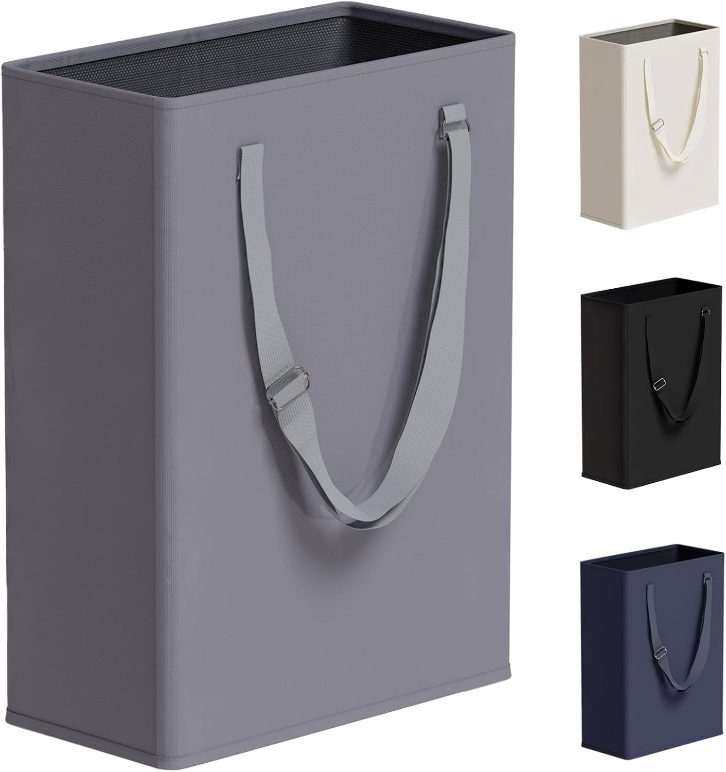 Slim Laundry Hamper with Adjustable Long Handles, 45L Small Laundry ...