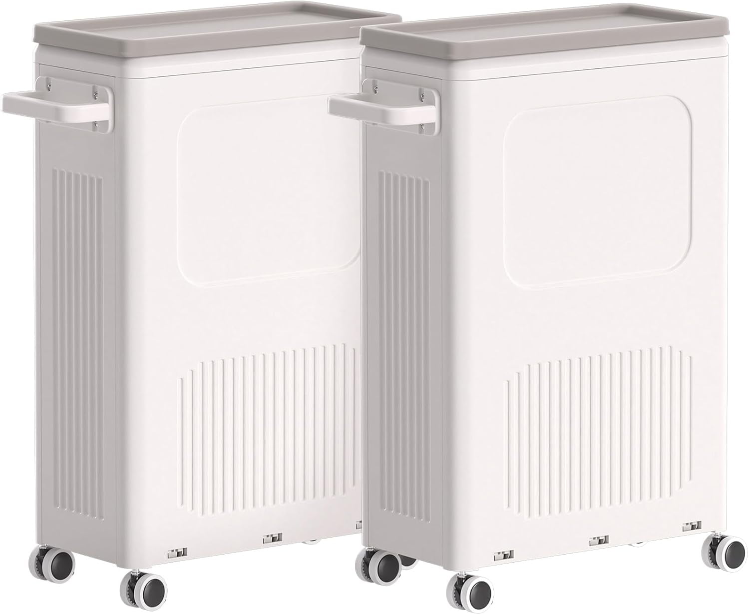 Slim Laundry Hamper with Lid, 50L Plastic Tall Laundry Basket with ...