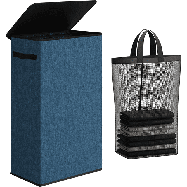 Slim Laundry Hamper with Lid, 70L Narrow Laundry Basket with Removable ...