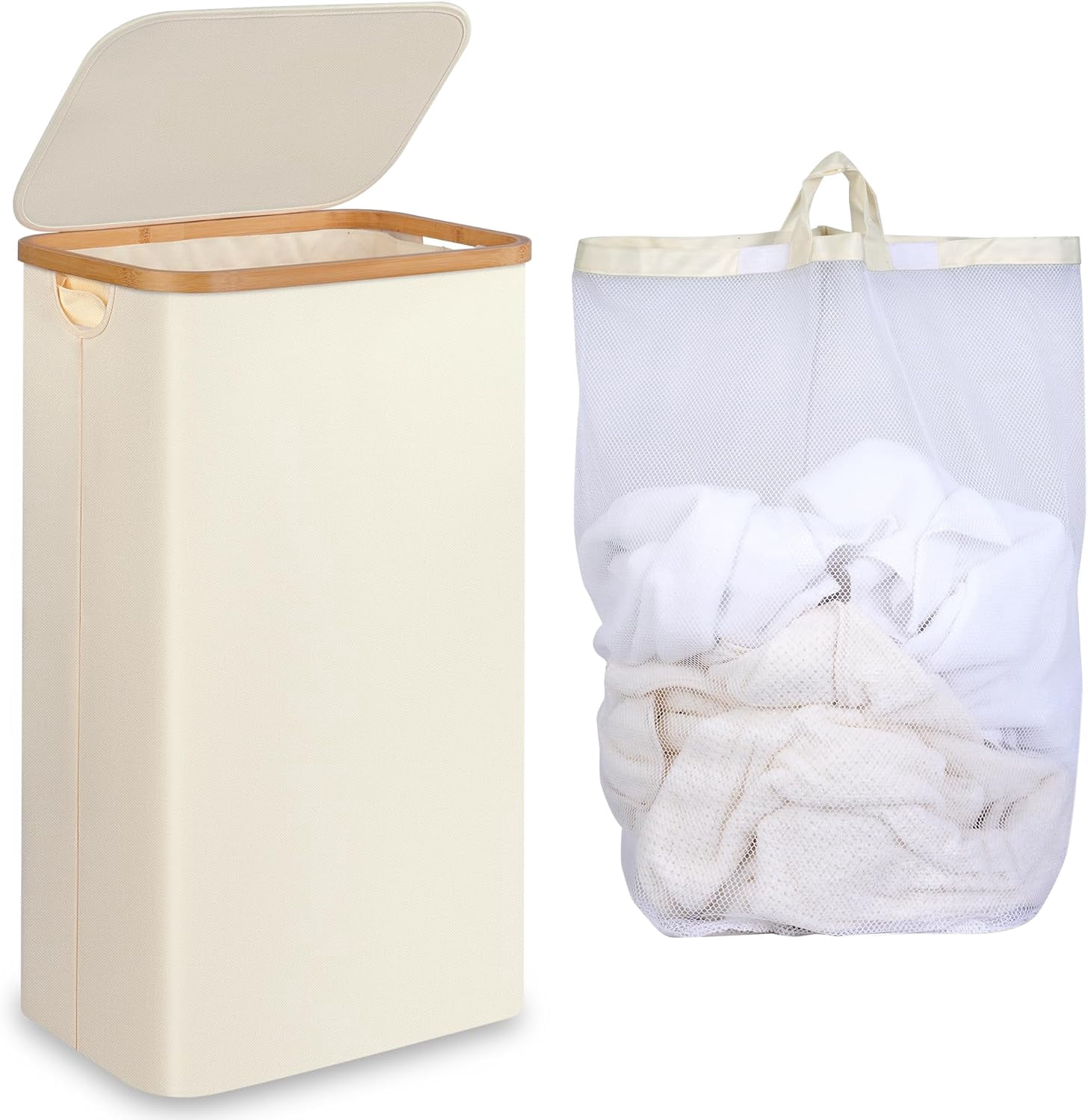 Slim Laundry Hamper, Narrow Laundry Basket with Lid,Foldable Clothes ...