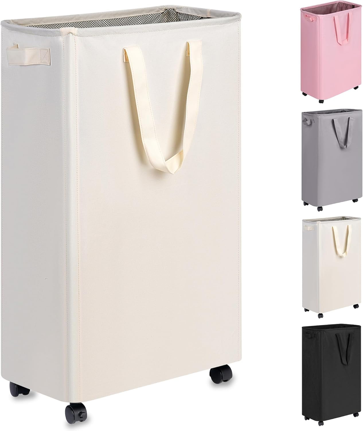 Slim Laundry Hamper with Wheels, Rolling Laundry Basket for Clothes ...