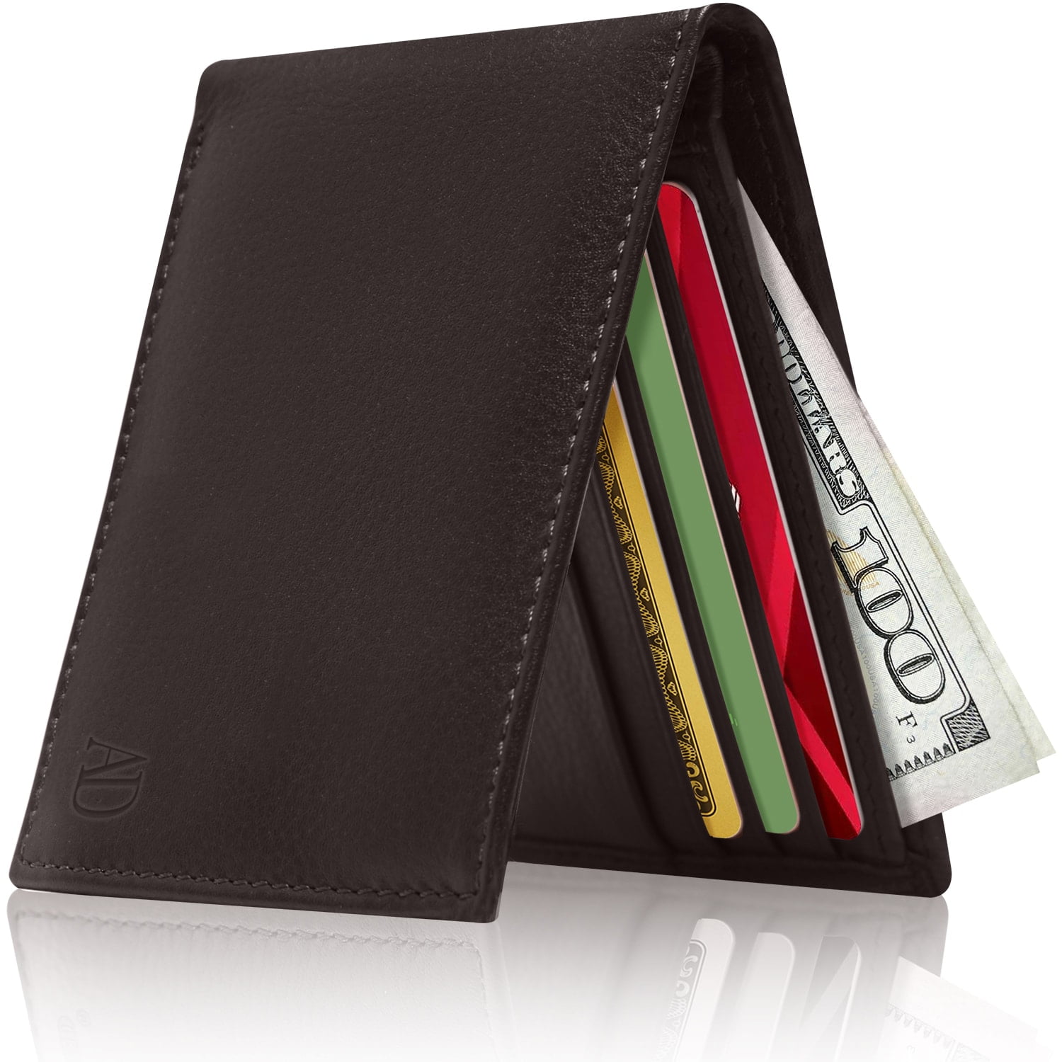 Slim Leather Bifold Wallets For Men - Minimalist Small Thin Mens Wallet ...