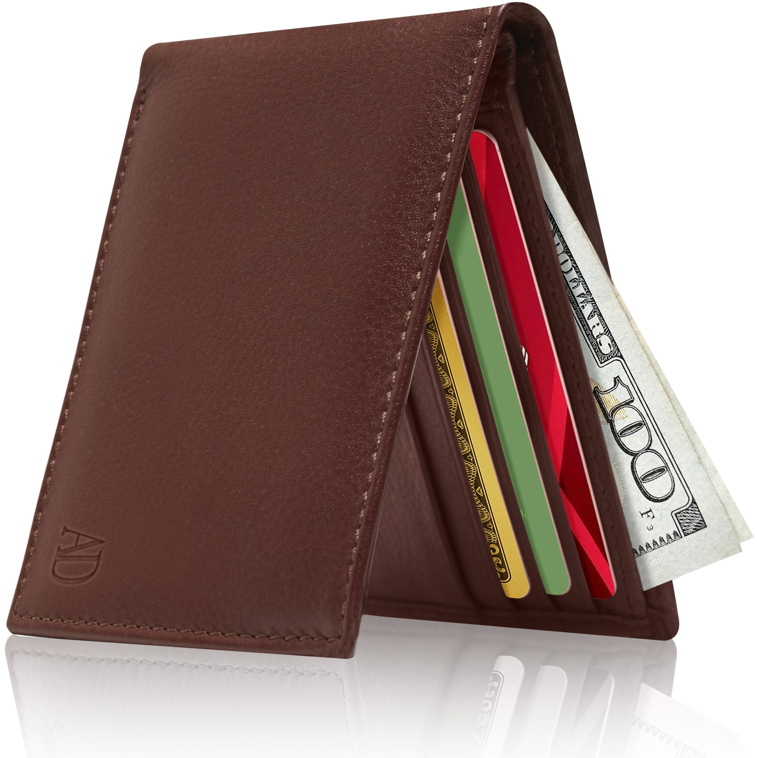 Slim Leather Bifold Wallets For Men Minimalist Small Thin Mens Wallet RFID Blocking Card Holder ID Window Gifts For Men