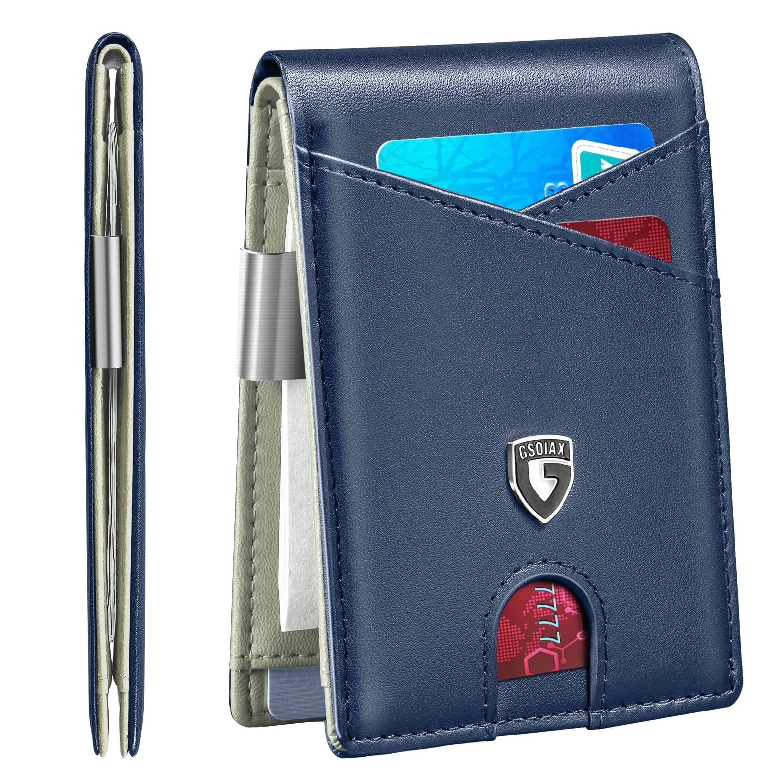 Slim Leather RFID Bifold Wallet for Men with Money Clip and 12 Credit ...