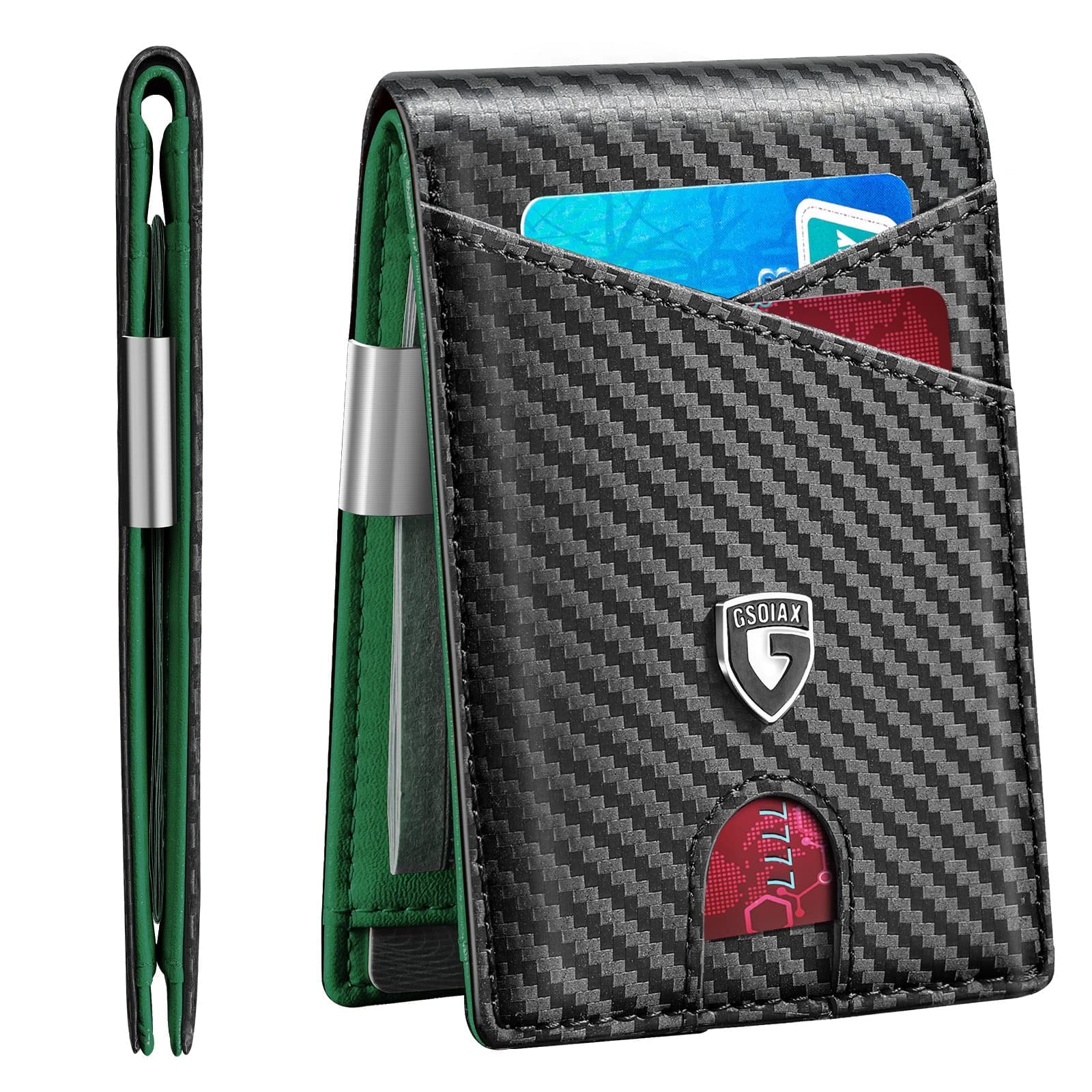Slim Leather RFID Bifold Wallet for Men with Money Clip and 12 Credit ...