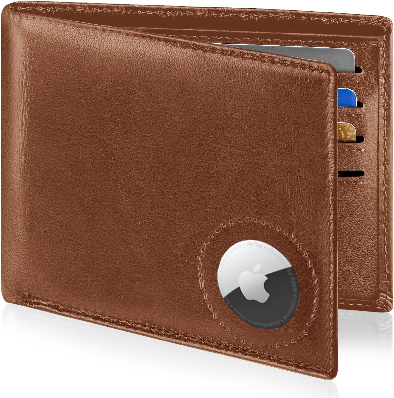 Slim Leather RFID Smart Apple Airtag Wallet for Men With Airtag Holder ...