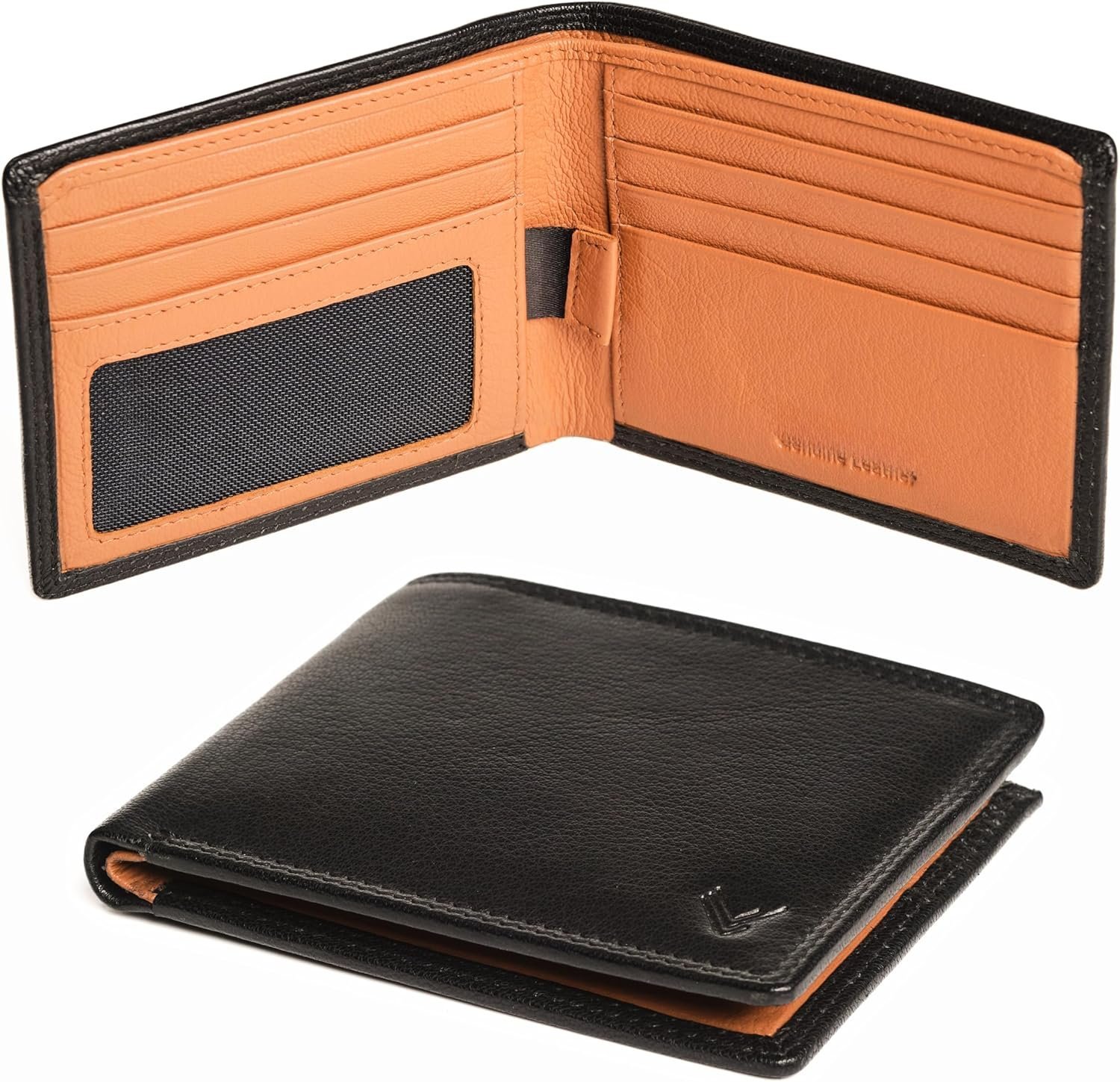 Slim Leather Wallet for Men - Bifold Front Pocket Wallet Holds Bills ...