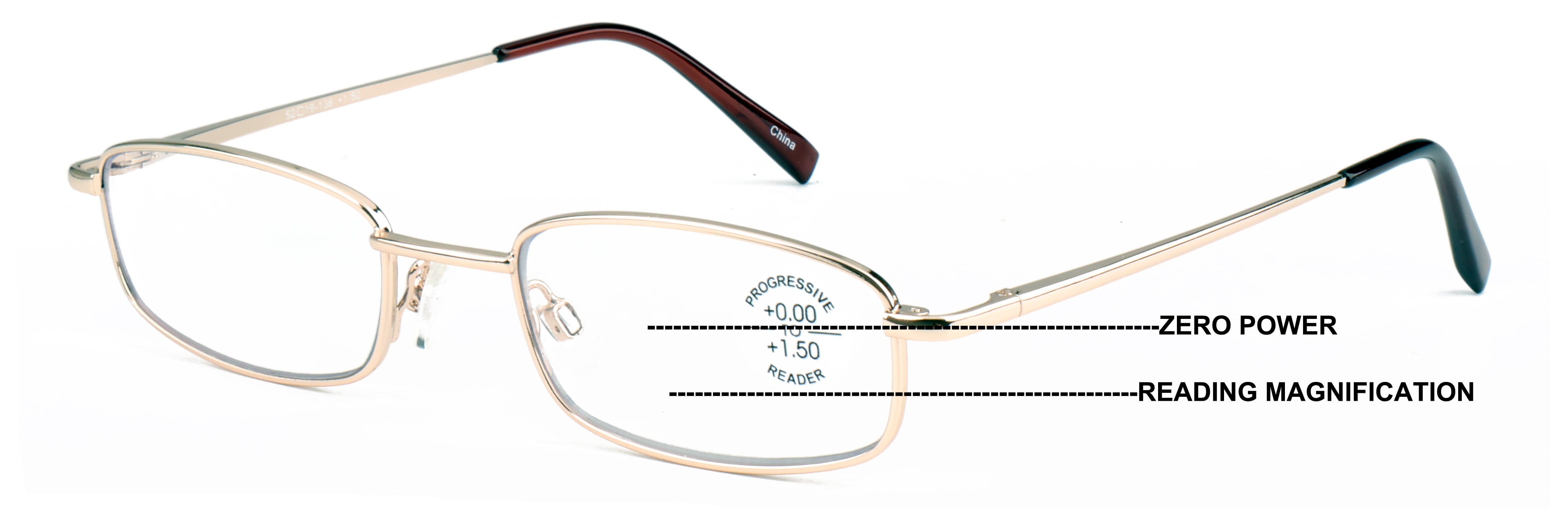 Slim Low Profile Lightweight Progressive Reading Glasses - Zero Power ...