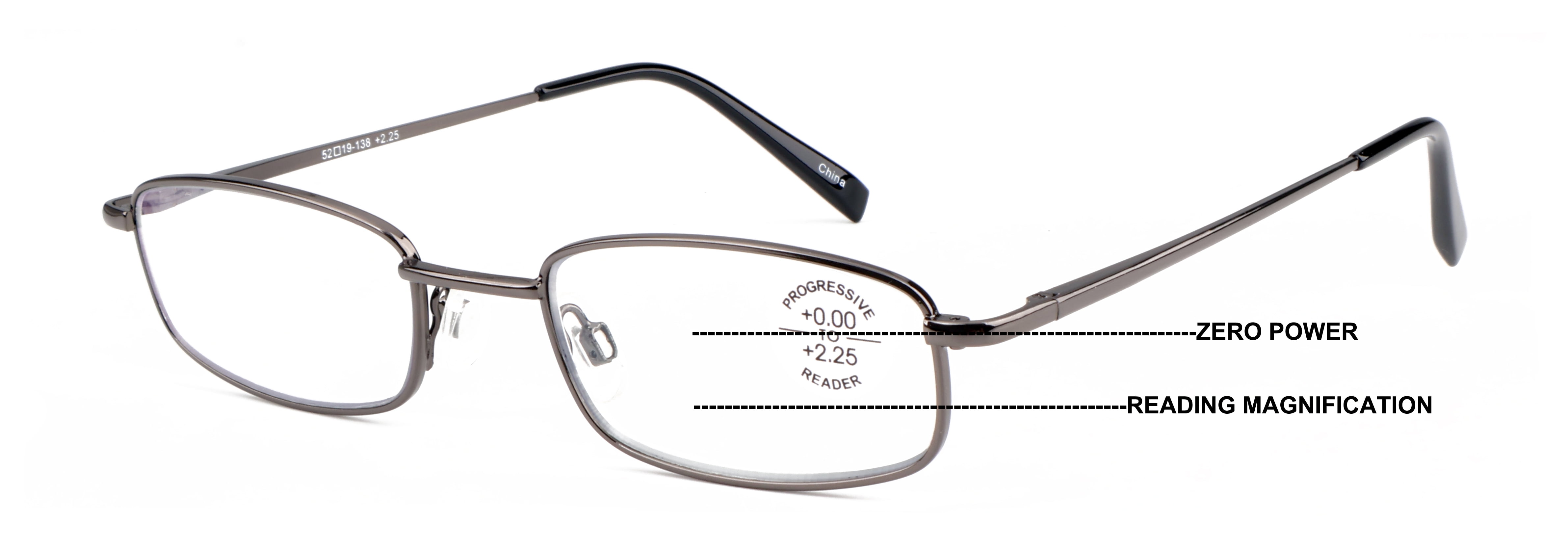 Slim Low Profile Lightweight Progressive Reading Glasses - Zero Power ...