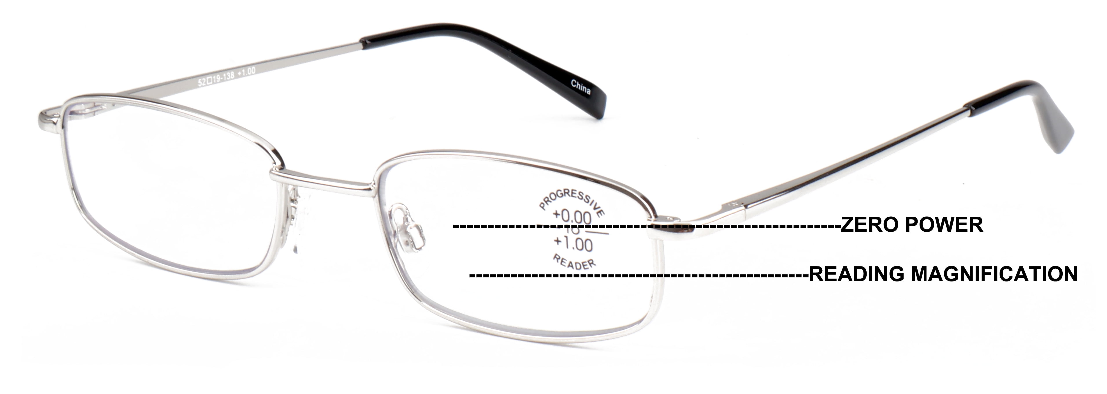 Slim Low Profile Lightweight Progressive Reading Glasses - Zero Power ...