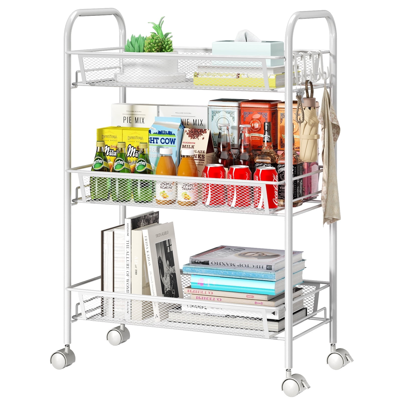 Slim Mesh Storage Cart 3 Tier, Bathroom Rolling Utility Cart Storage ...