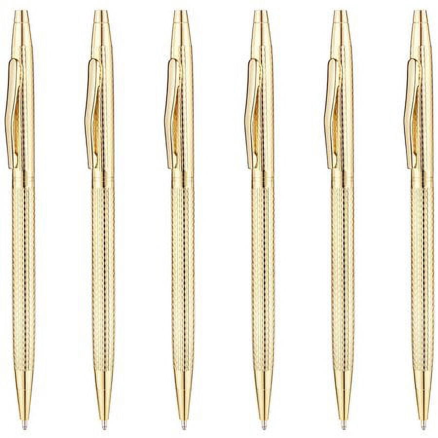 Slim Metallic Retractable Ballpoint Pens - Carved Gold, Nice Gift for ...