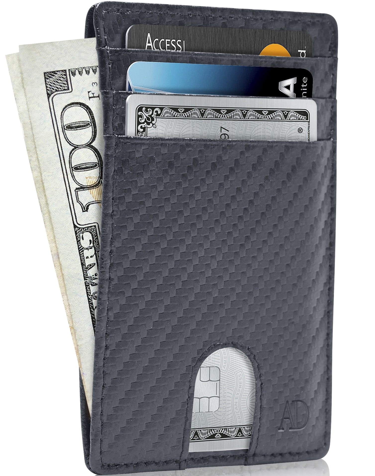 Walmart Slim Minimalist Wallet - Genuine Leather, RFID Blocking, Card ...