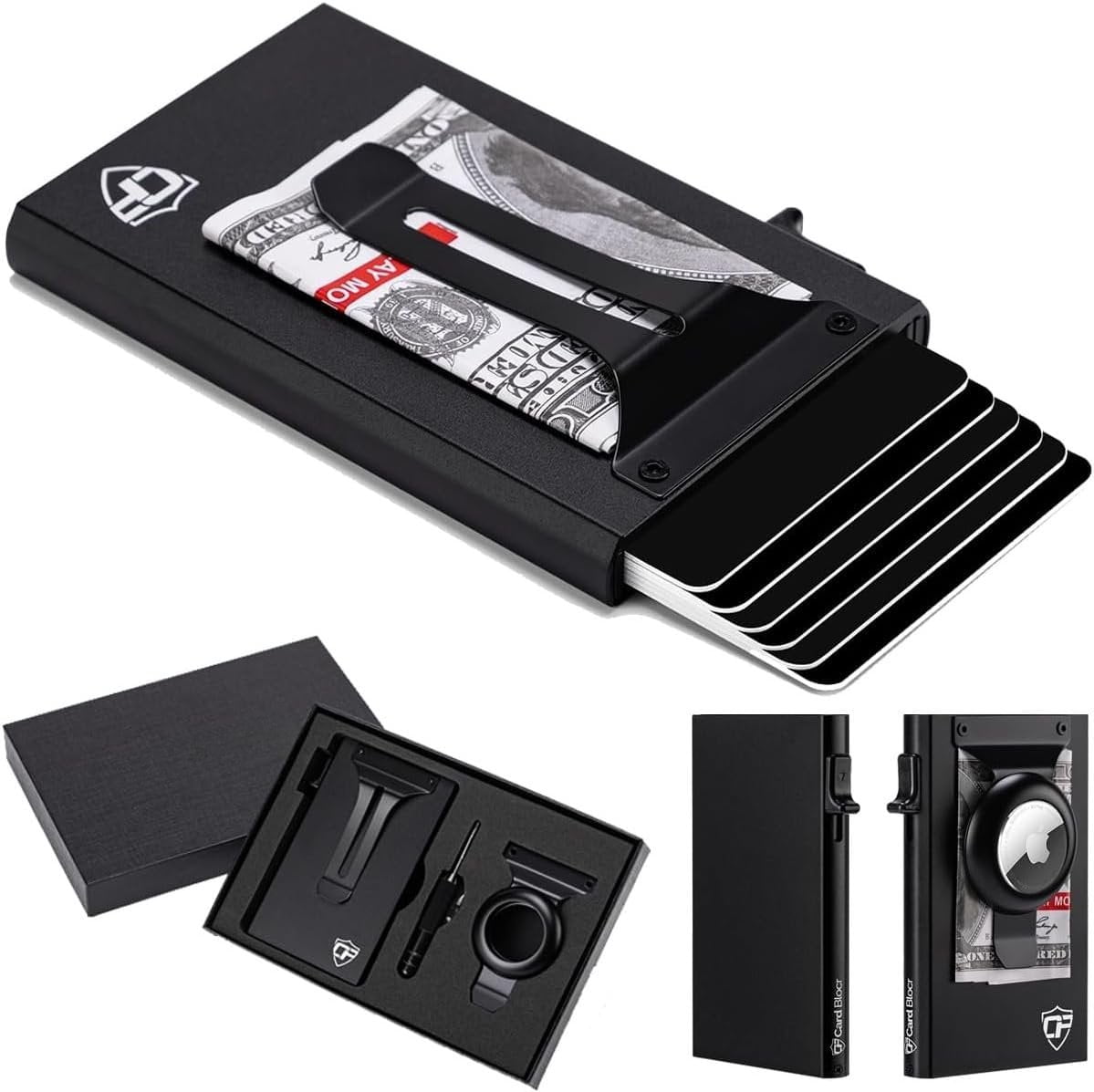 Slim Minimalist Pop Up Wallet for Men, Clip Airtag RFID Blocking Credit ...