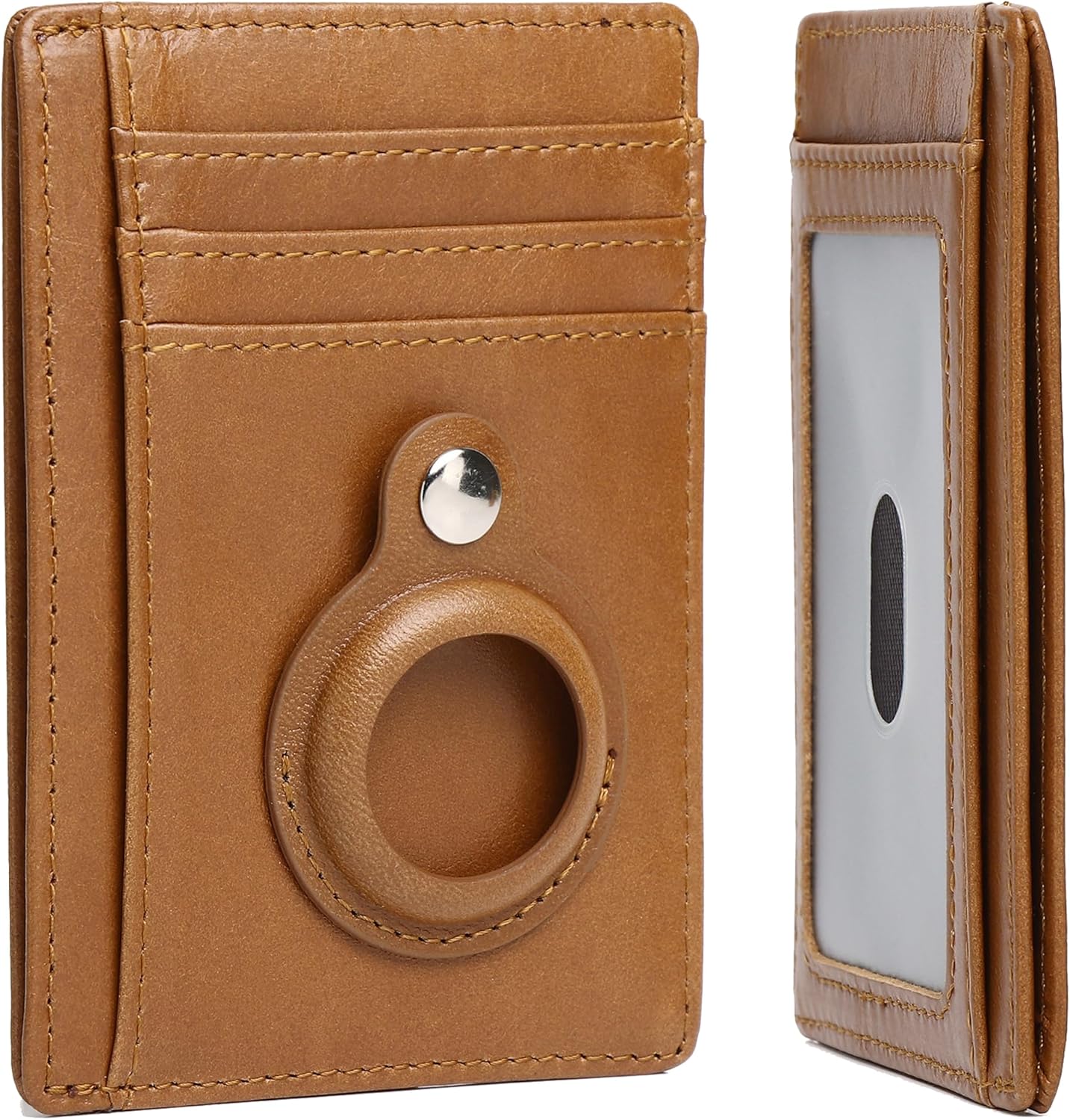 Slim Minimalist Wallet for Men with Airtag Holder Genuine Leather RFID ...