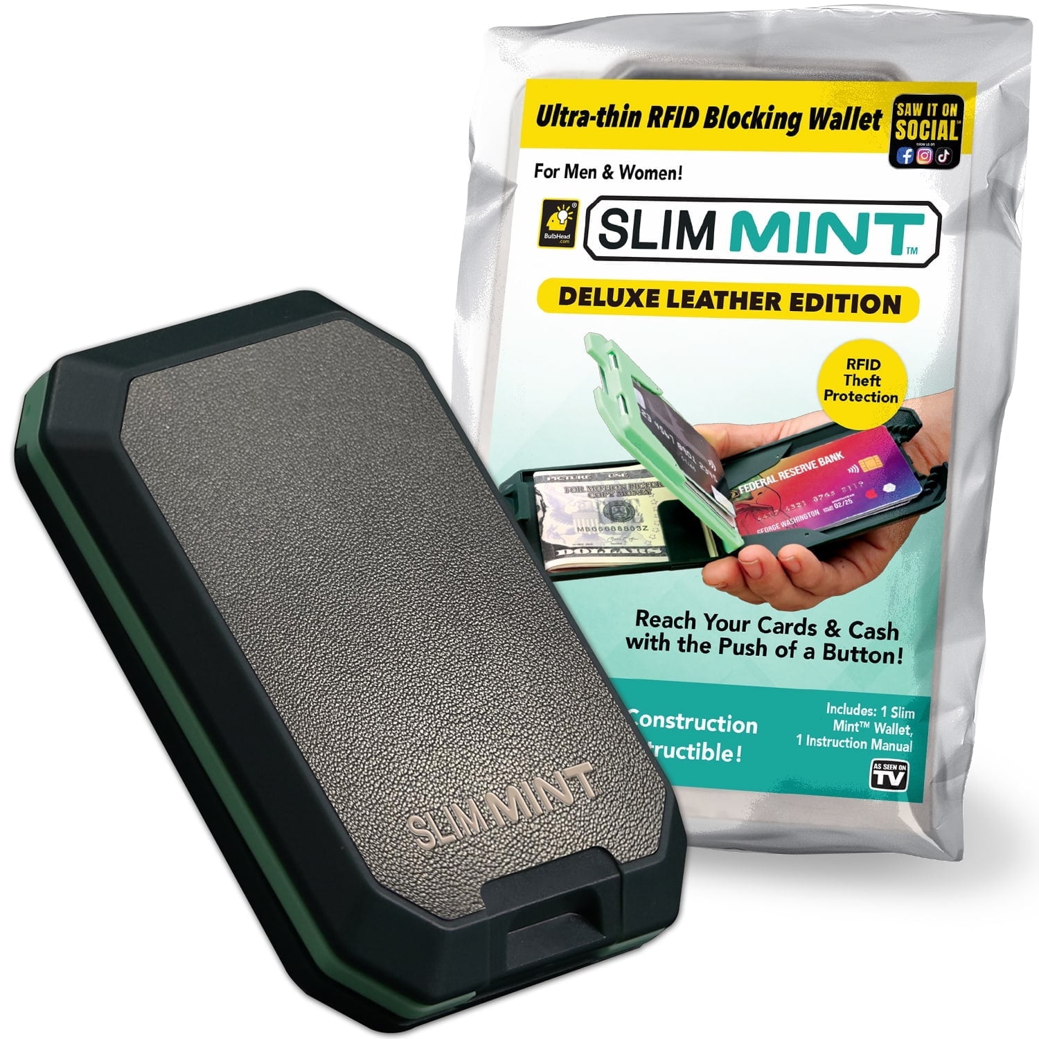 Slim Mint RFID-Blocking Ultra-Thin Leather Wallet, Black - Walmart.com