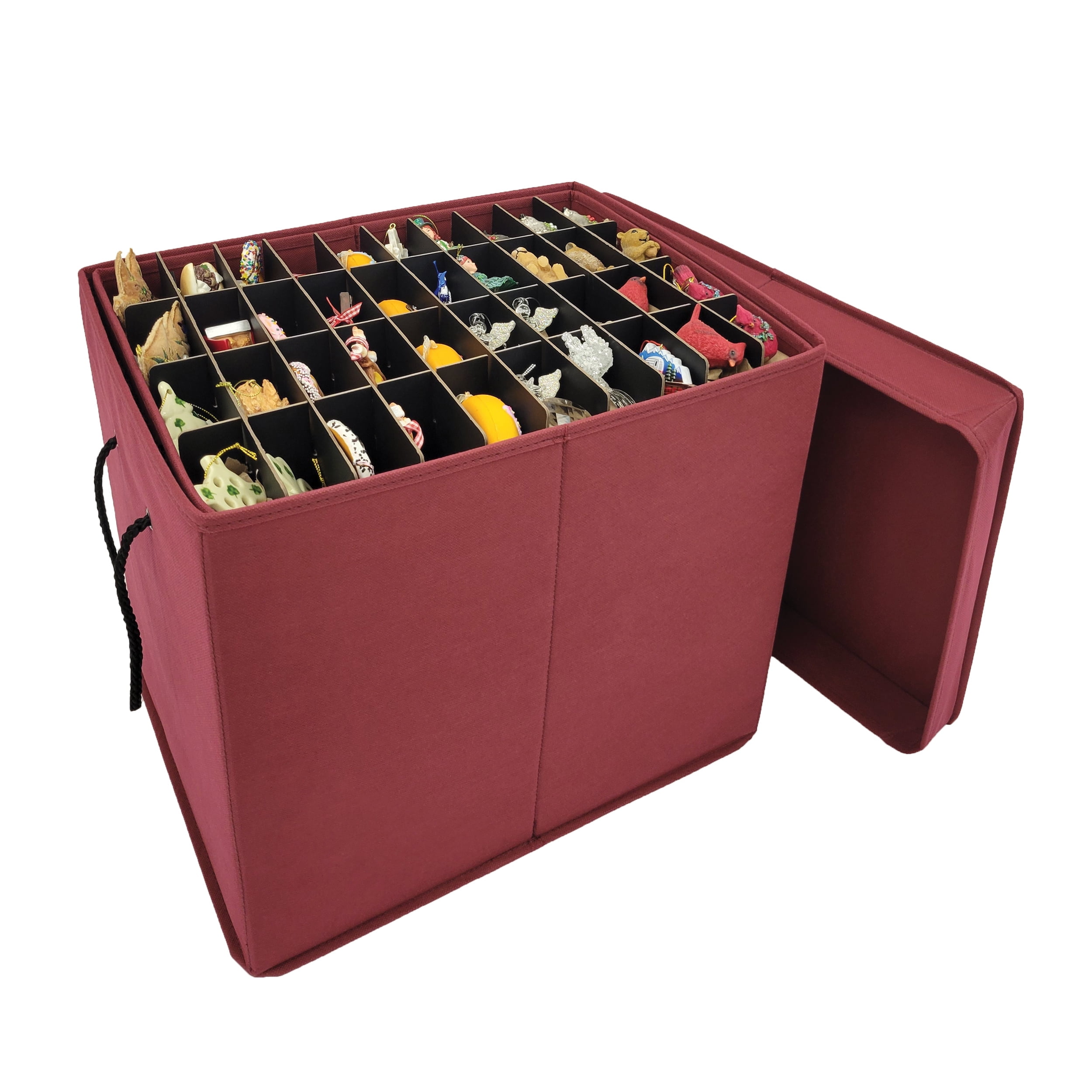 Slim Ornament Storage Box with Adjustable Acid-Free Dividers, Holds 120 ...