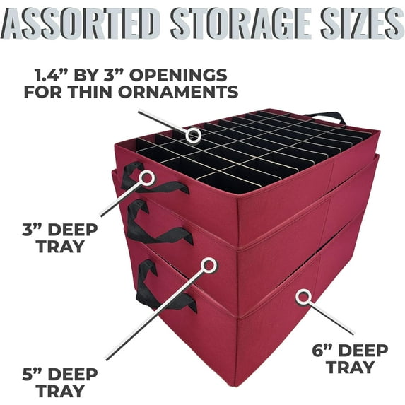 Slim Ornament Storage Box with Adjustable Acid-Free Dividers - Walmart.com