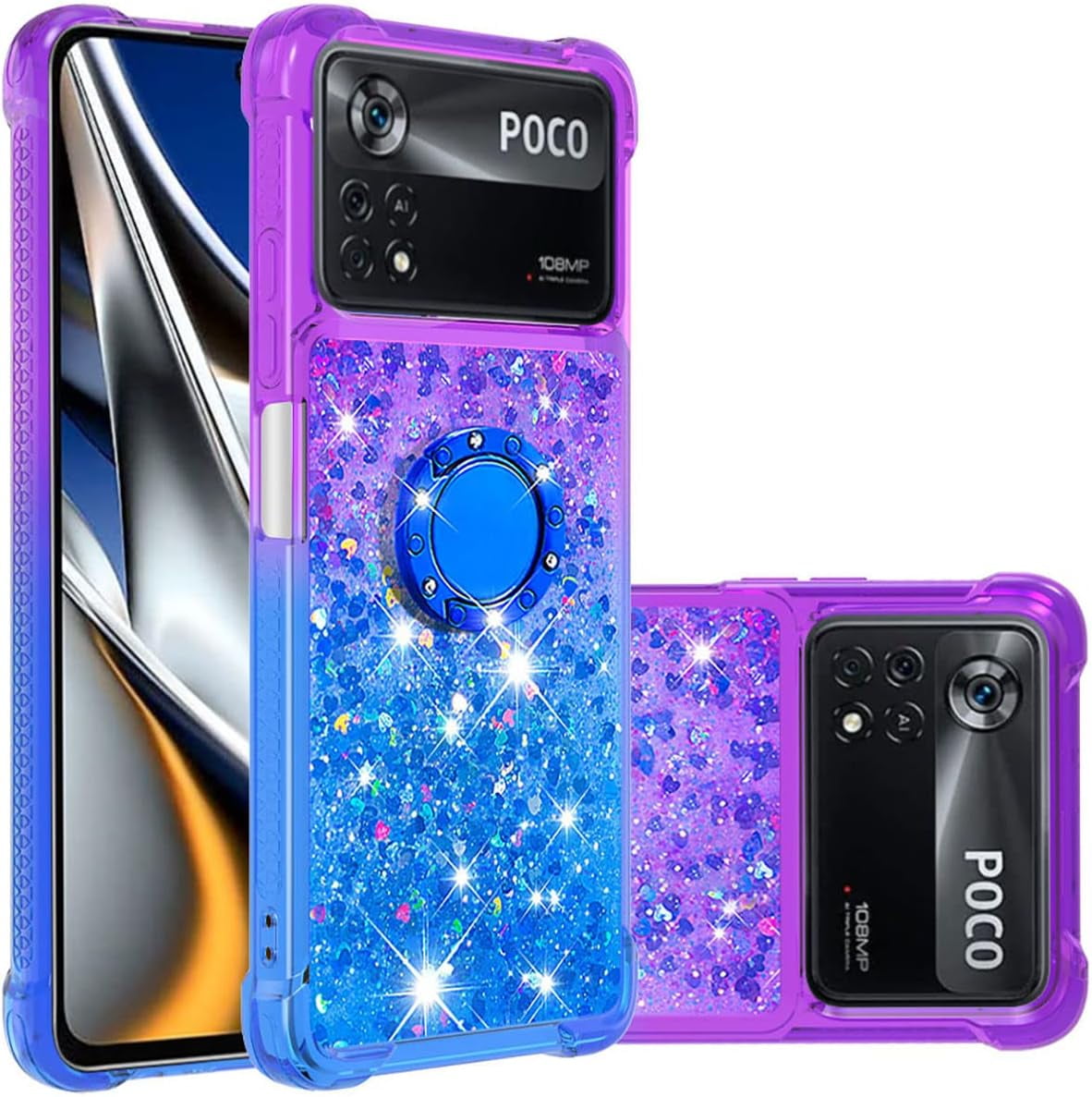 Slim Phone Case for Xiaomi Poco X4 Pro, Shiny Bling Quicksand Effect ...