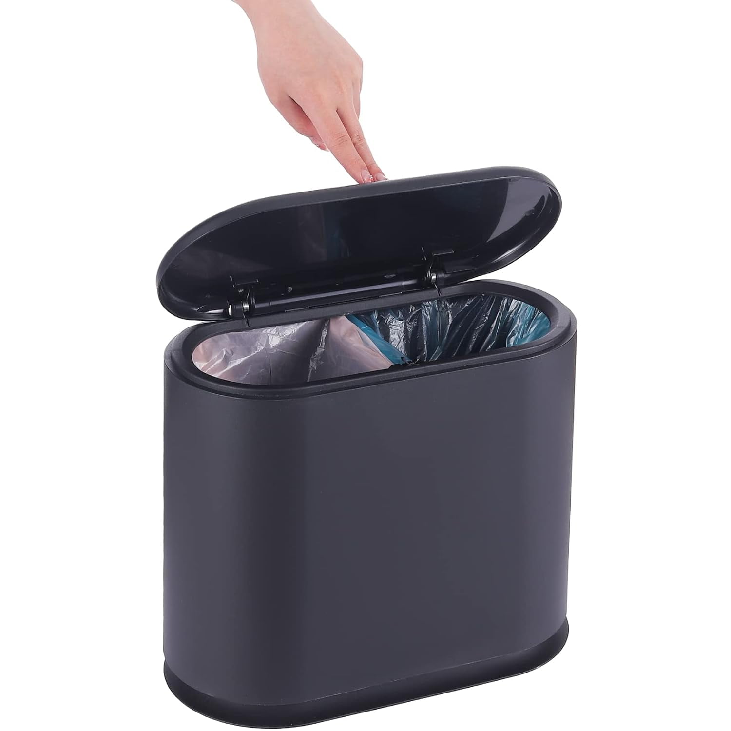 Slim Plastic Bathroom Trash Can With Lid,12L / 2.7 Gallon Pet & Dog ...