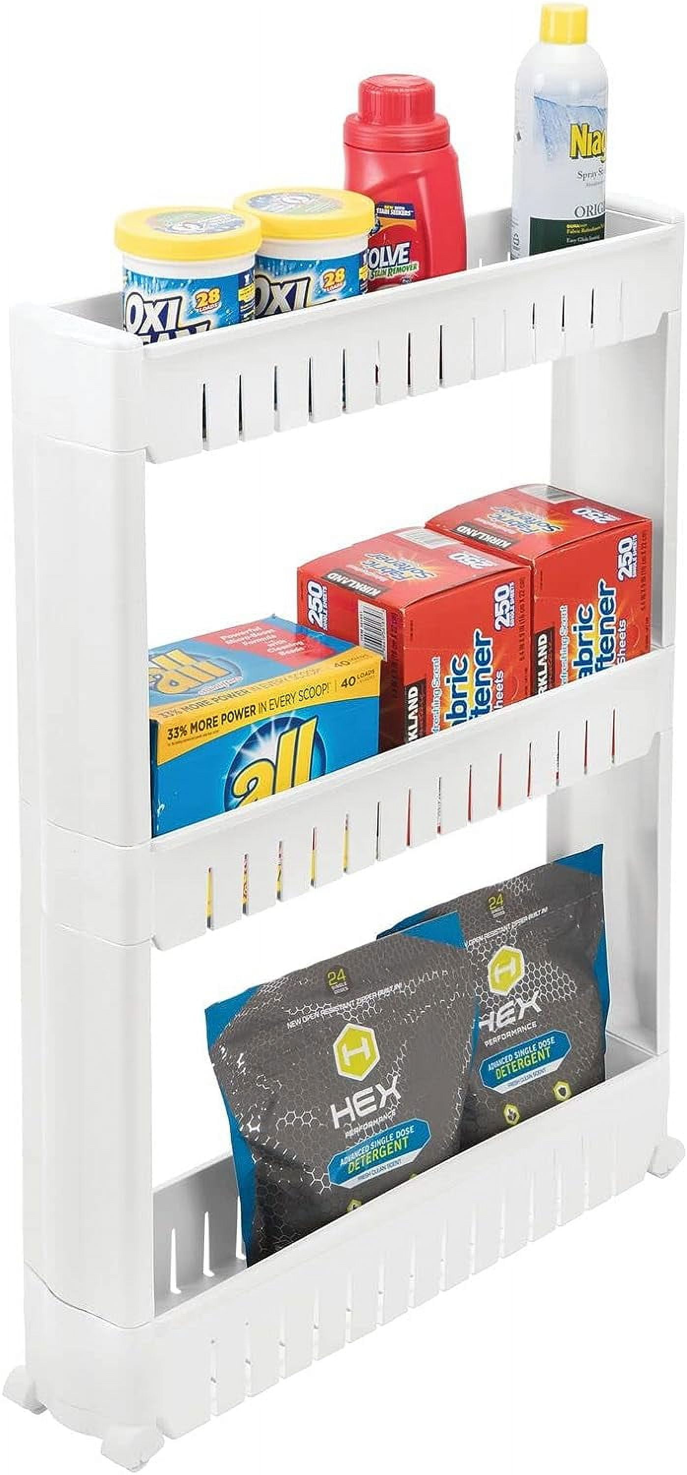 Slim Plastic Rolling Laundry Utility Cart, Portable Storage Organizer ...