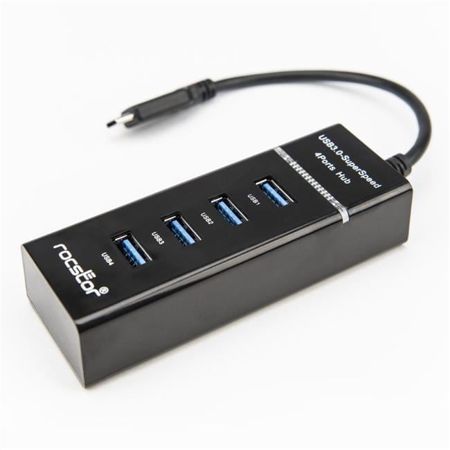 Slim Portable 4 Port USB C Hub - Black - Walmart.com