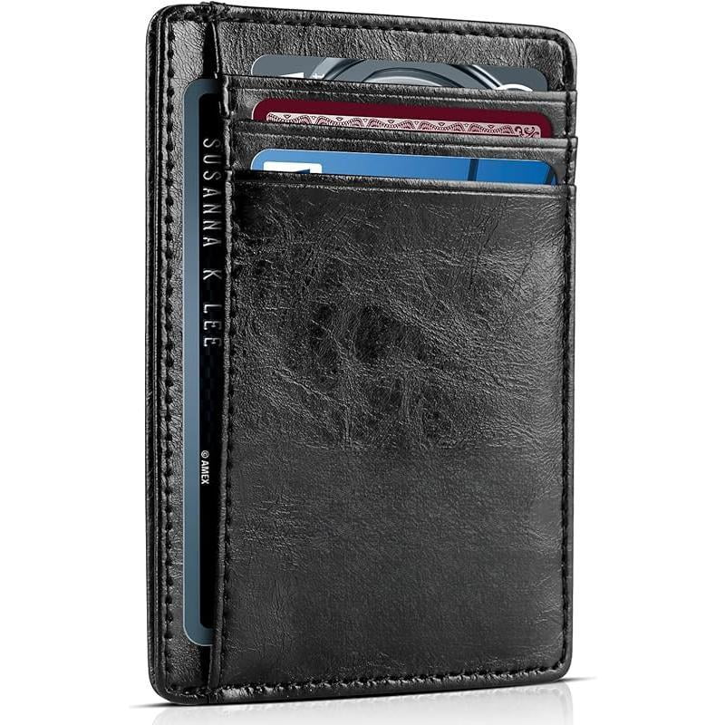 Slim RFID Blocking Card Holder Minimalist Leather Front Pocket Wallet ...
