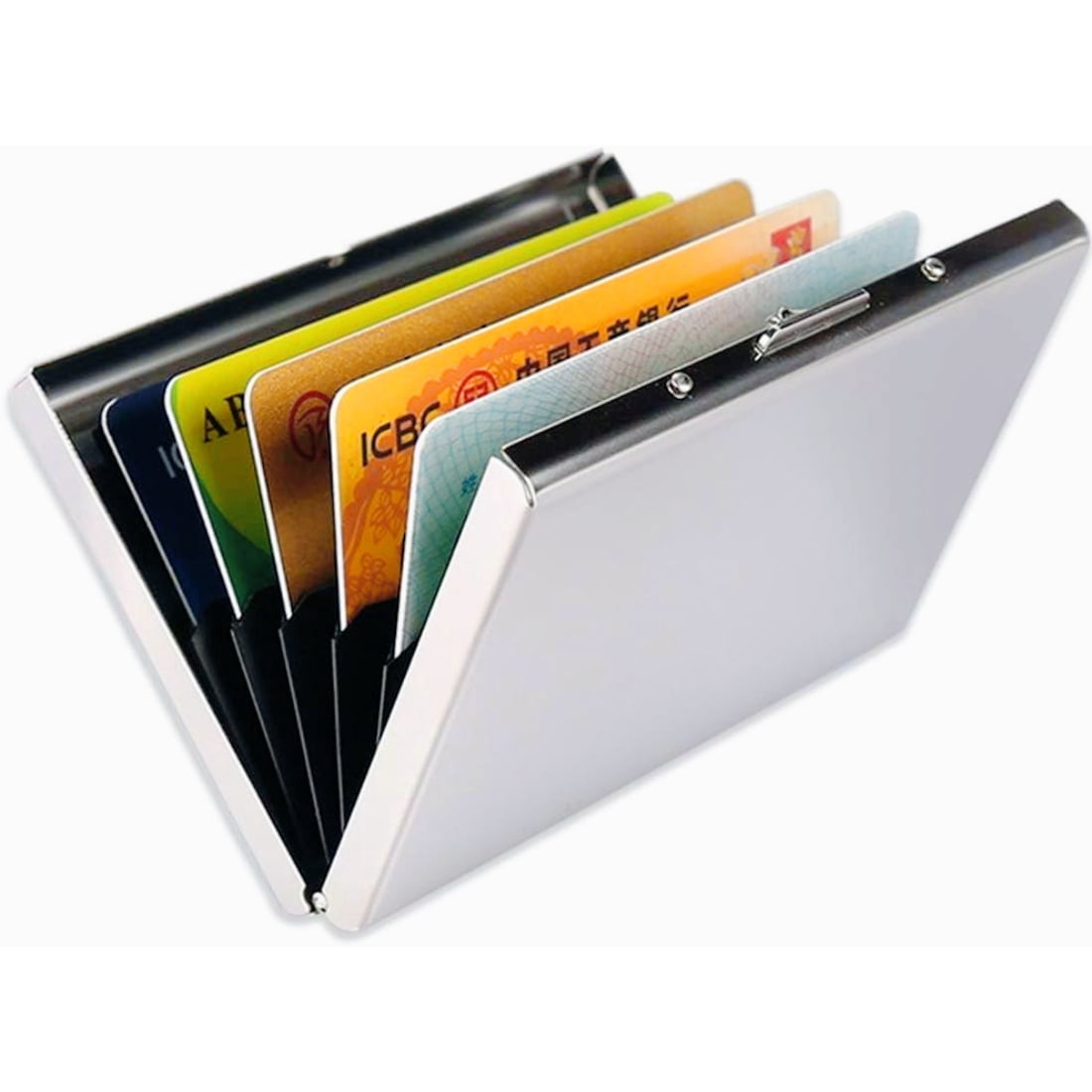 Slim RFID Blocking Credit Card Holder - Stainless Steel Secure Wallet ...