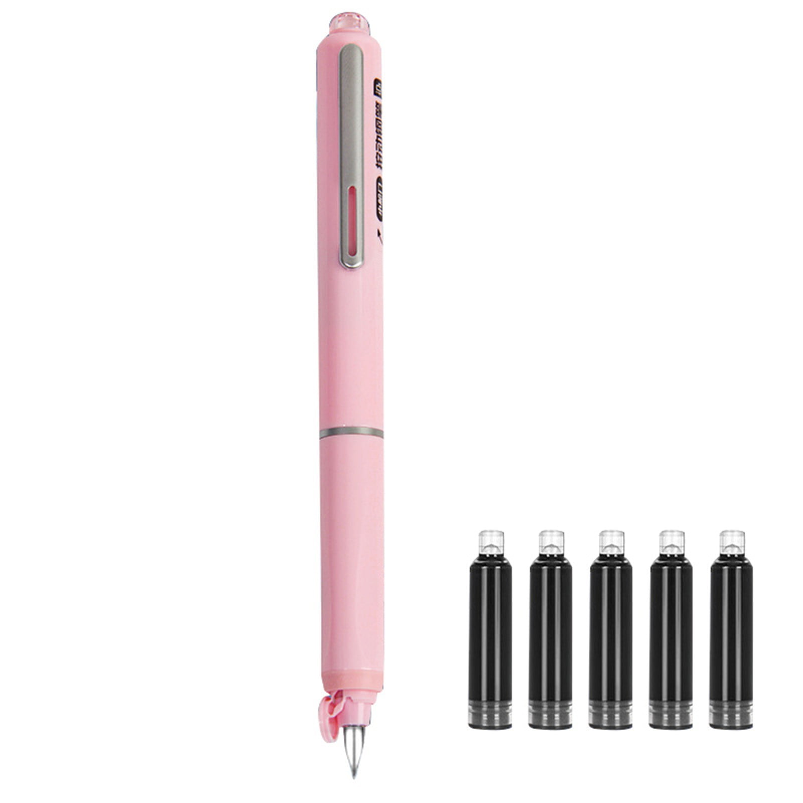 Slim Retractable Fountain Pen – Extra Fine Nib Black Ink Pen with 5 ...