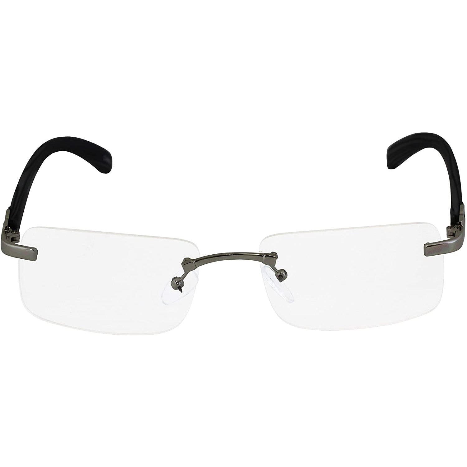Slim Rimless Rectangular Metal & Wood Art Aviator Sunglasses - Walmart.com
