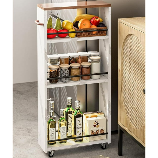 Slim Rolling Carts with Wheels - 3 Tier Narrow Rolling Storage Cart for ...