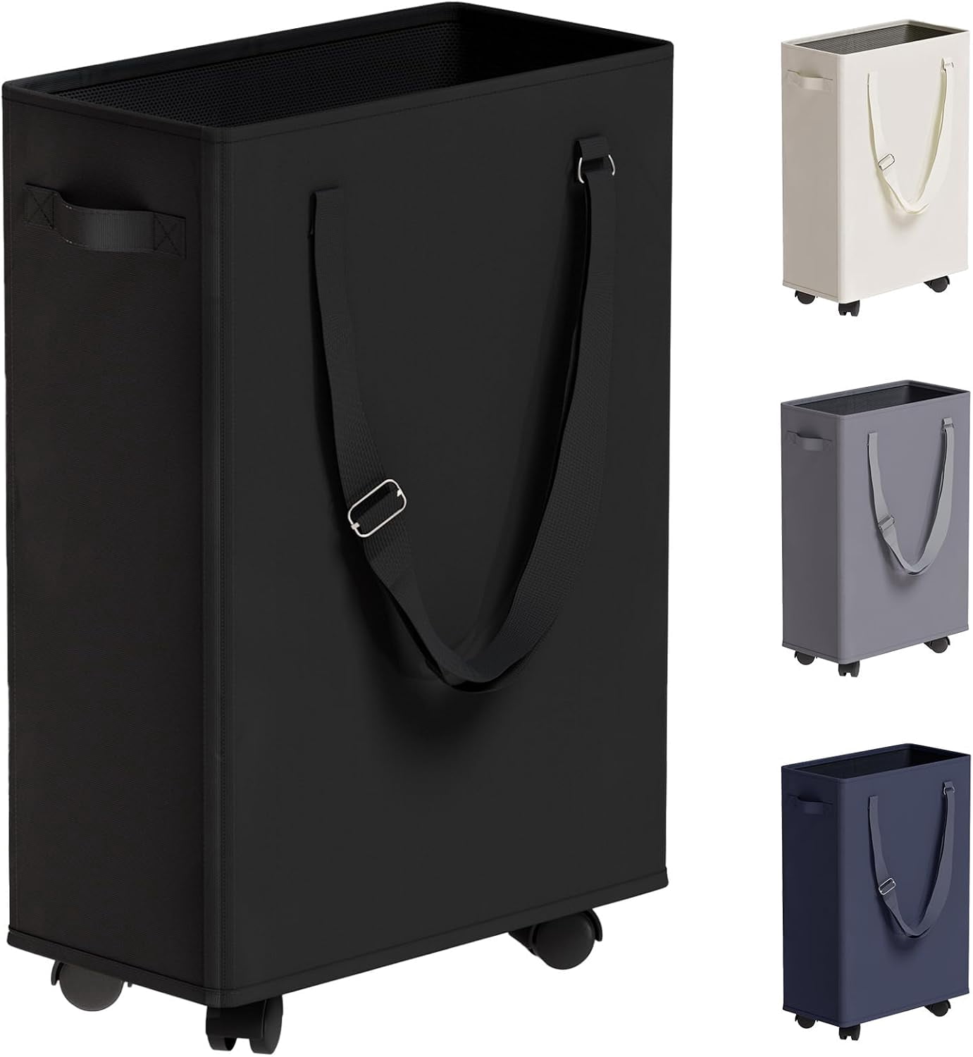 Slim Rolling Laundry Basket, Slim Laundry Hamper with Wheels and ...