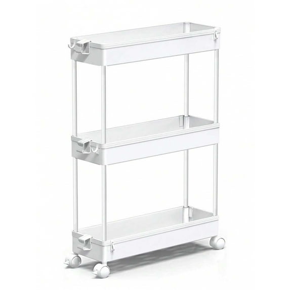 Slim Rolling Storage Cart, 3 Tier Bathroom Storage Organizer Laundry ...