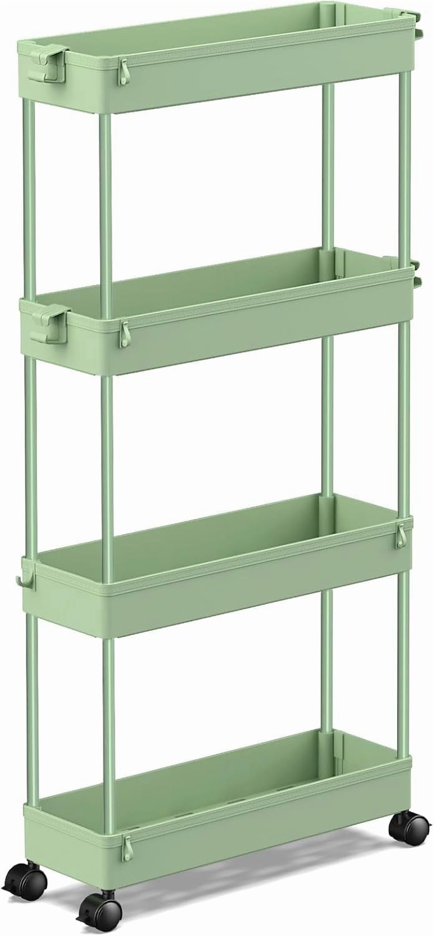 Slim 4 Tier Mobile Storage Cart with Side Hoops, Rolling Utility ...