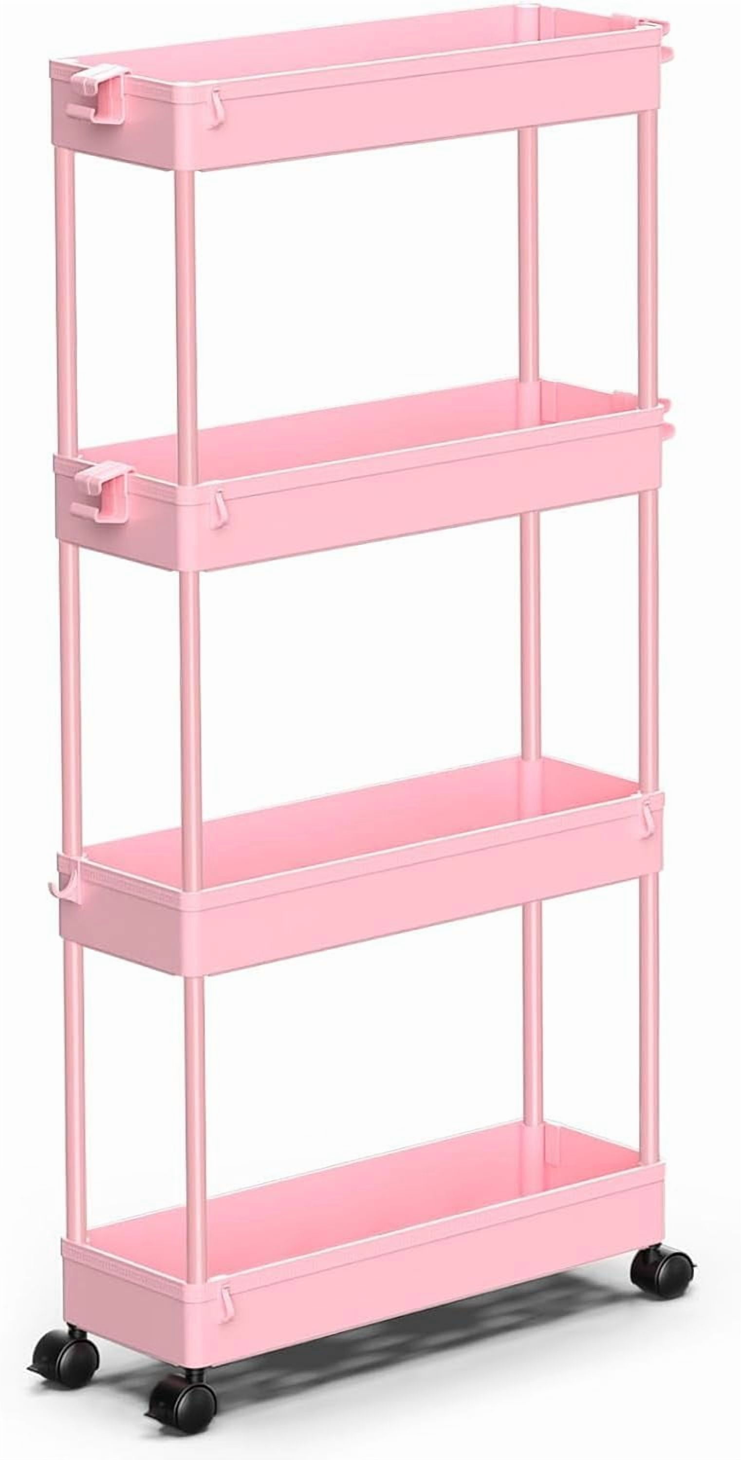 Slim Rolling Storage Cart 4 Tier Bathroom Organizer Utility Cart Mobile ...
