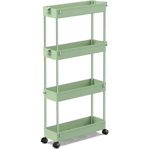 Slim Rolling Storage Cart 4 Tier Bathroom Organizer Utility Mobile ...