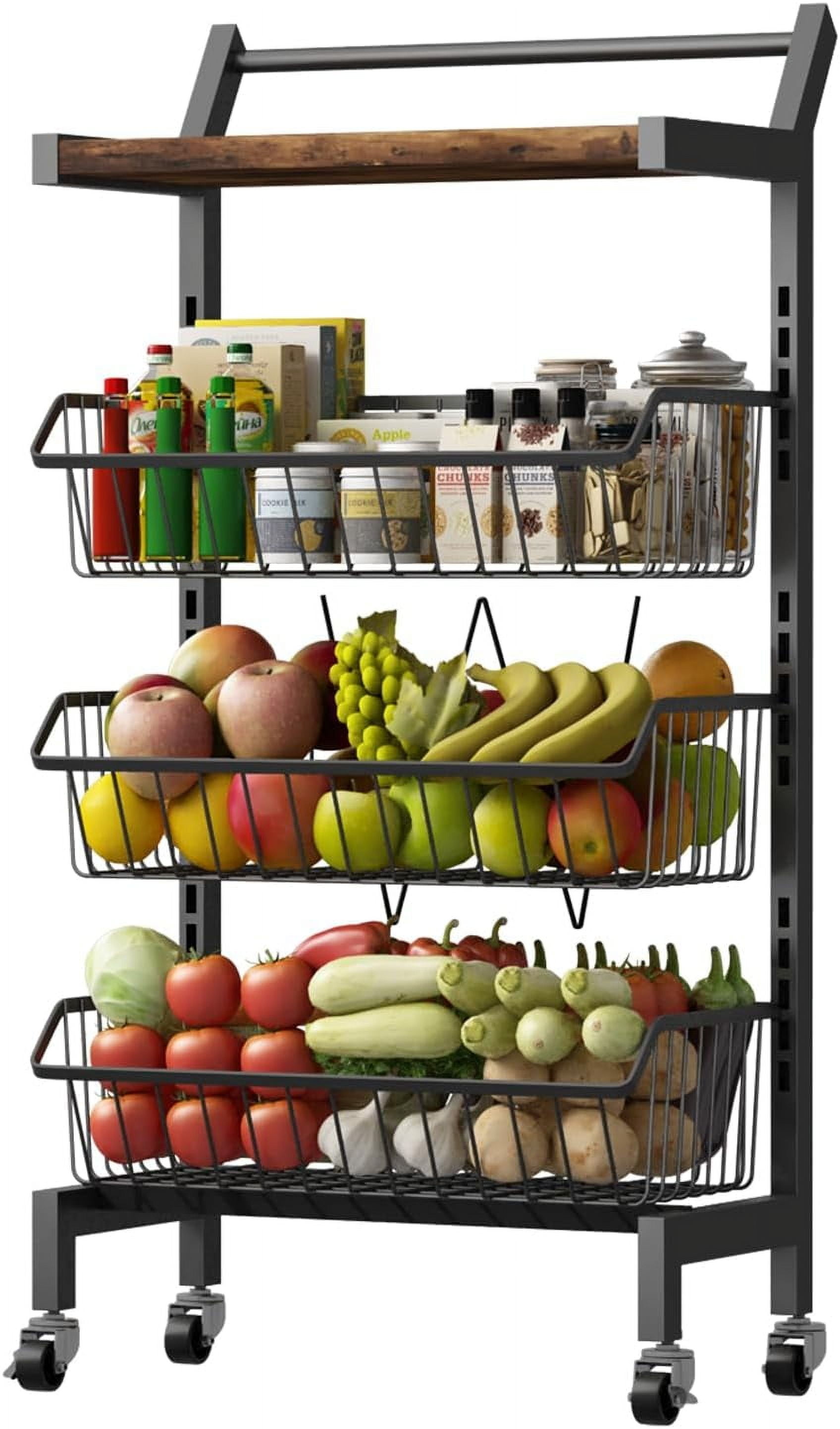 Slim Rolling Storage Cart, 4-Tier Kitchen Cart on Wheels, Narrow ...