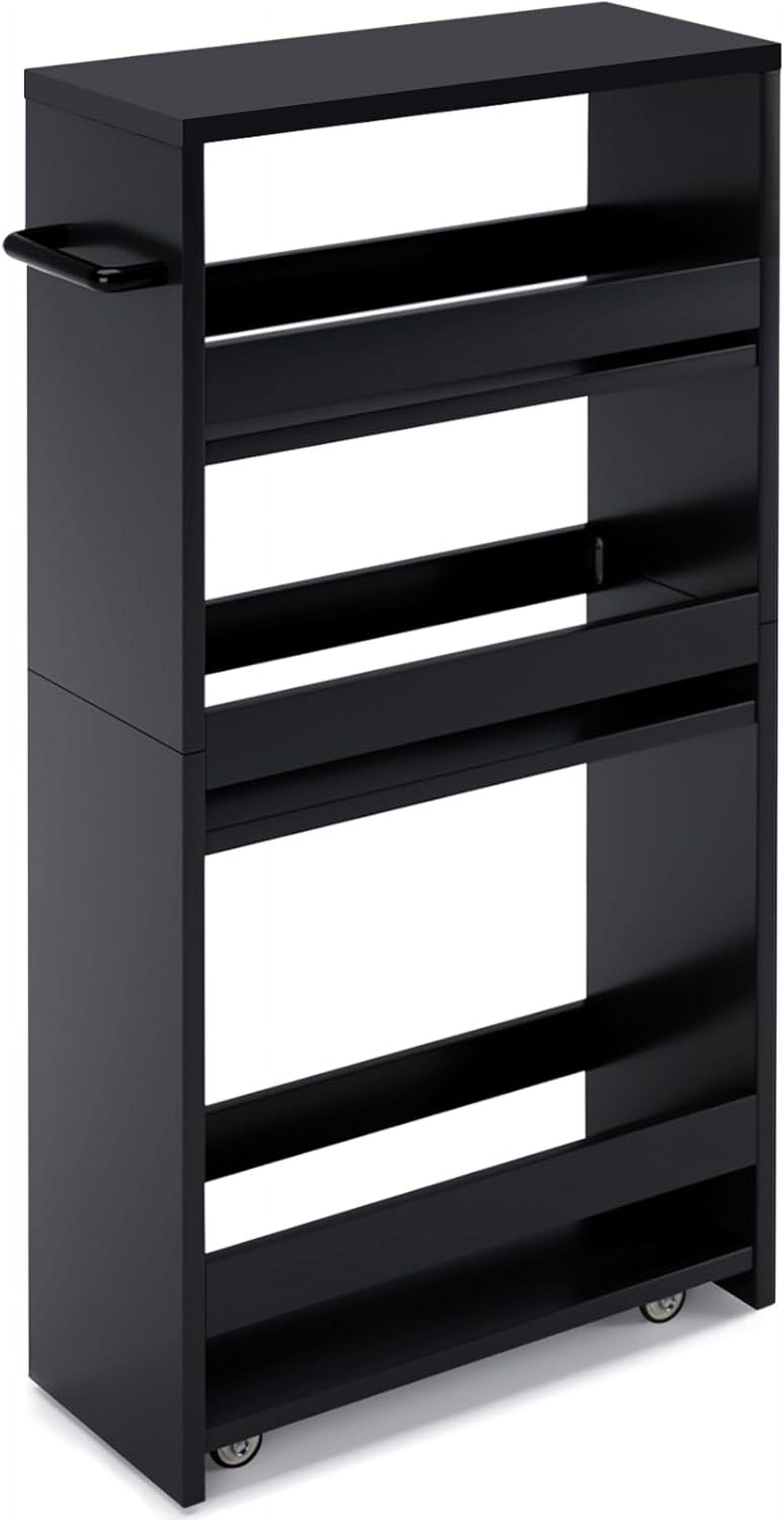 Slim Rolling Storage Cart 4-Tier Kitchen Cart with Wheels, Laundry Room ...