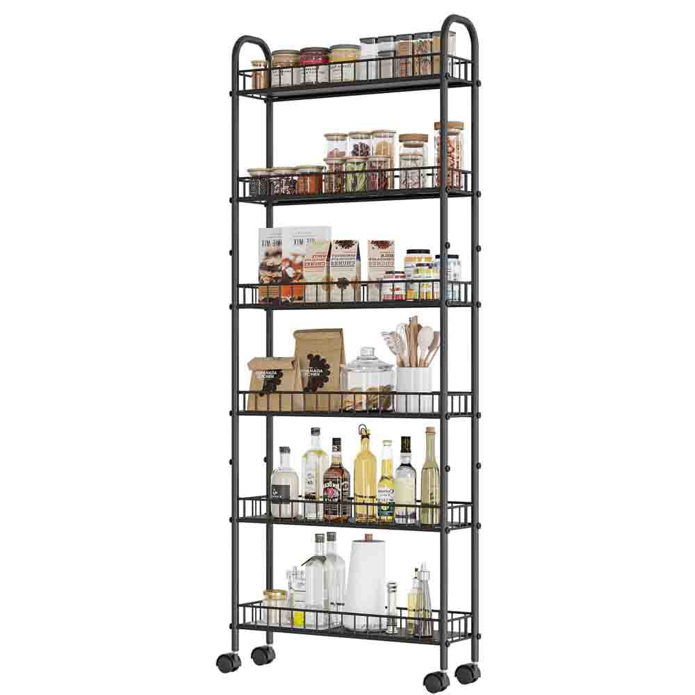 Slim Rolling Storage Cart 6 Tier, Metal Kitchen Storage Cart, Rolling ...