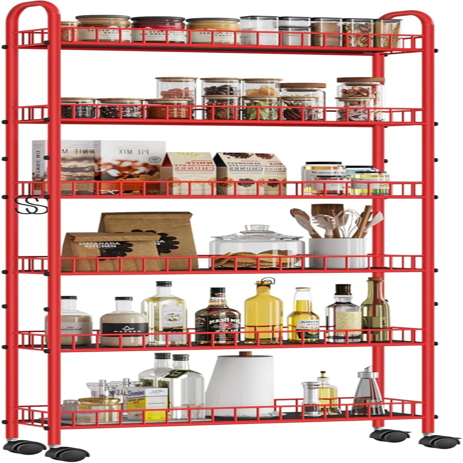 Slim Rolling Storage Cart 6 Tier Metal Kitchen Storage Cart Rolling ...