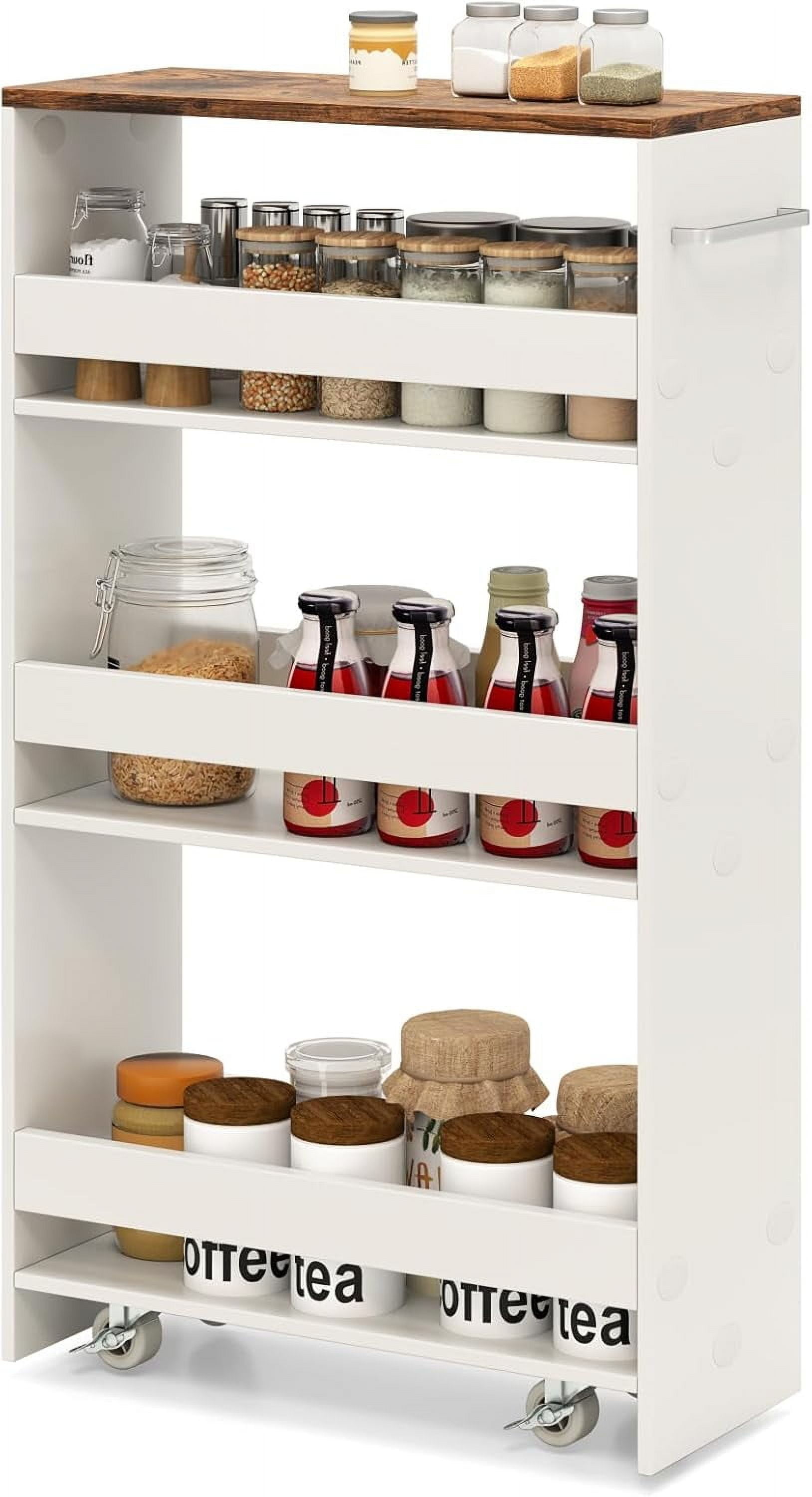 Slim Rolling Storage Cart,Narrow Kitchen Cart with Wheels, Between ...