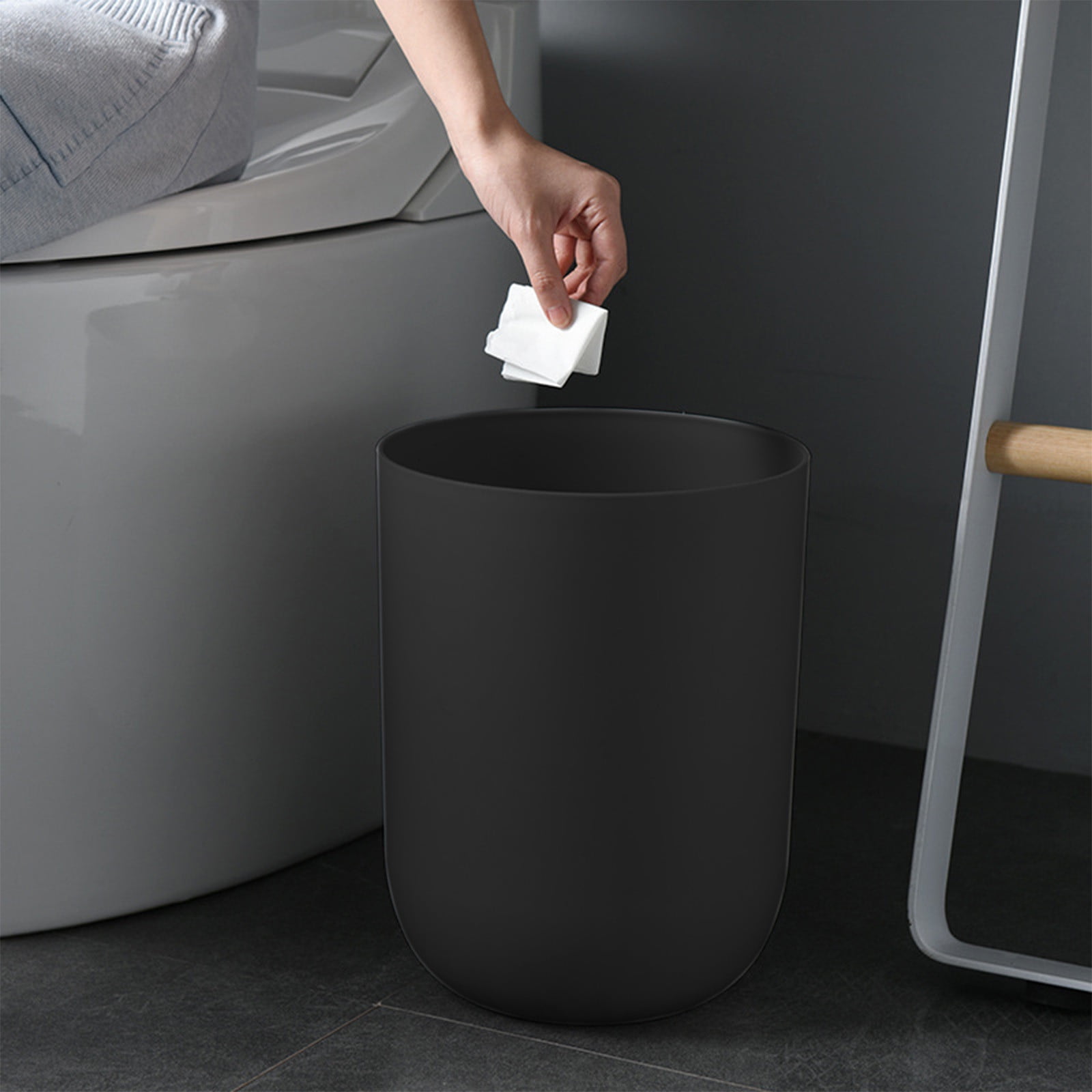 Slim Round Plastic Trash Can, 10.63x7.87x7.87in, Large Capacity ...