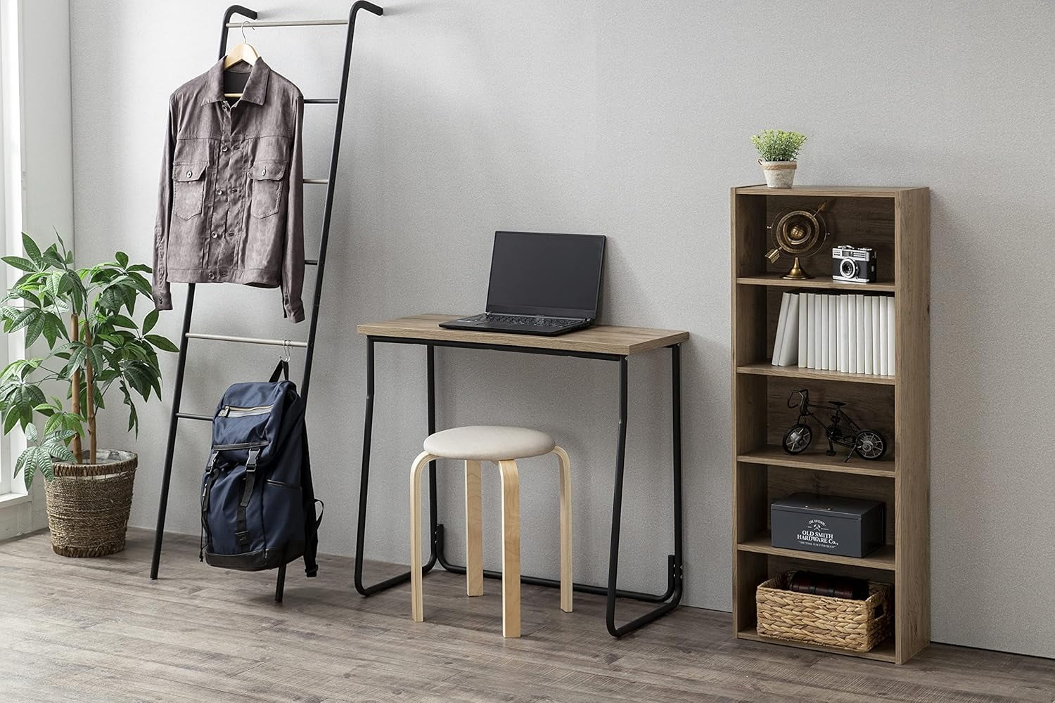 Slim Rustic Industrial Computer Desk with Matte Black Steel Frame ...