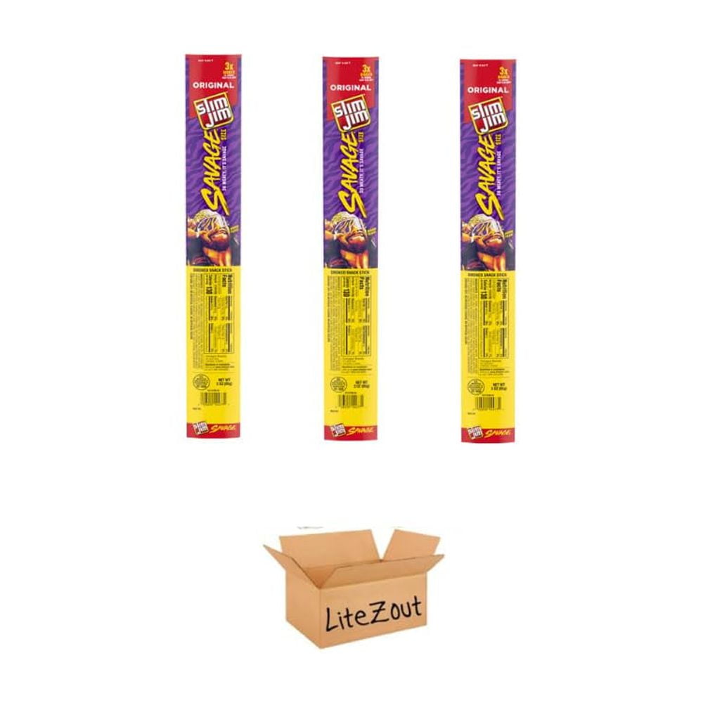 Slim Savage Original Flavor Smoked Meat Snack Sticks, 3 oz. (3 pack ...