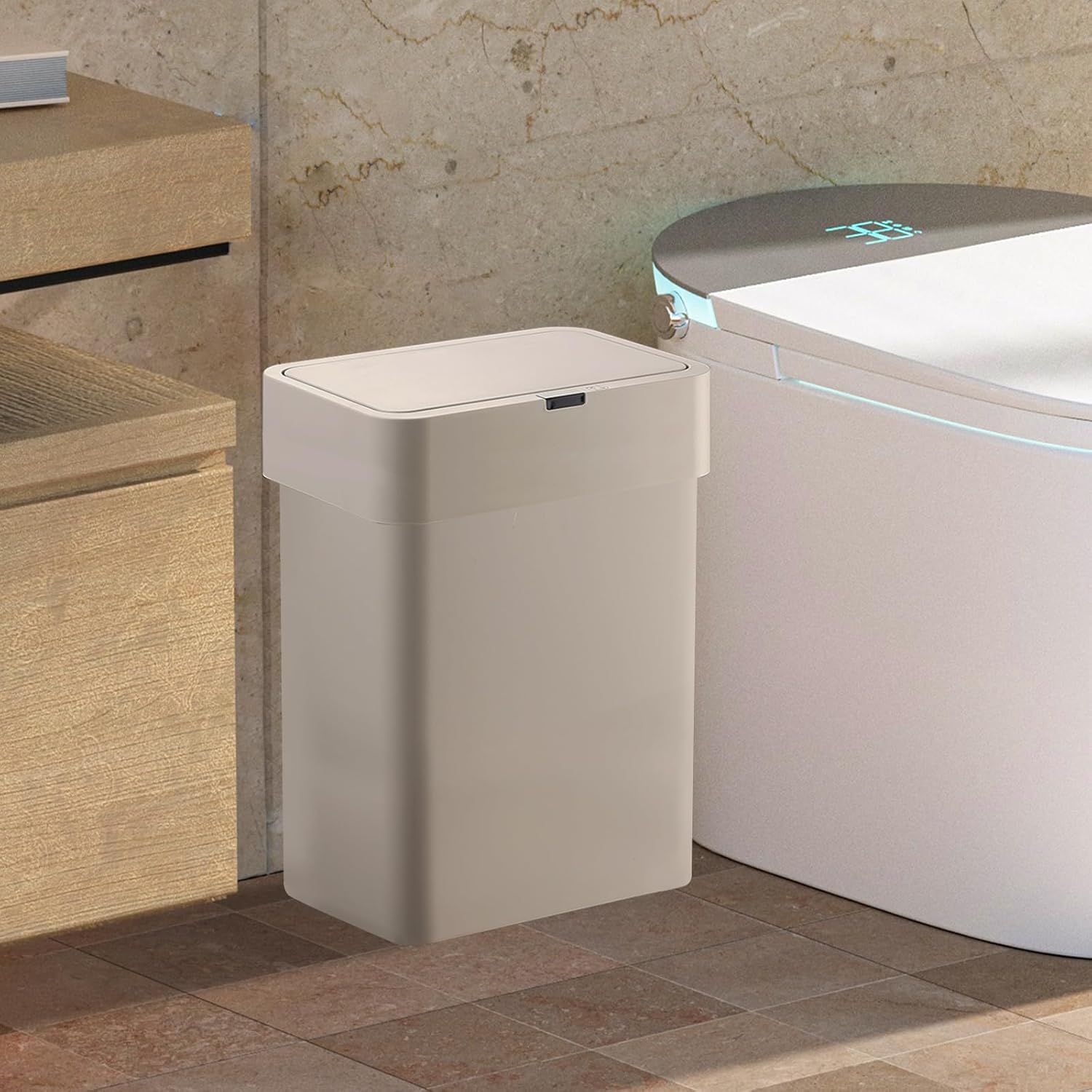 Slim Sensor Trash Can with Lid 2.5 Gallon Bathroom Garbage Can with Lid ...