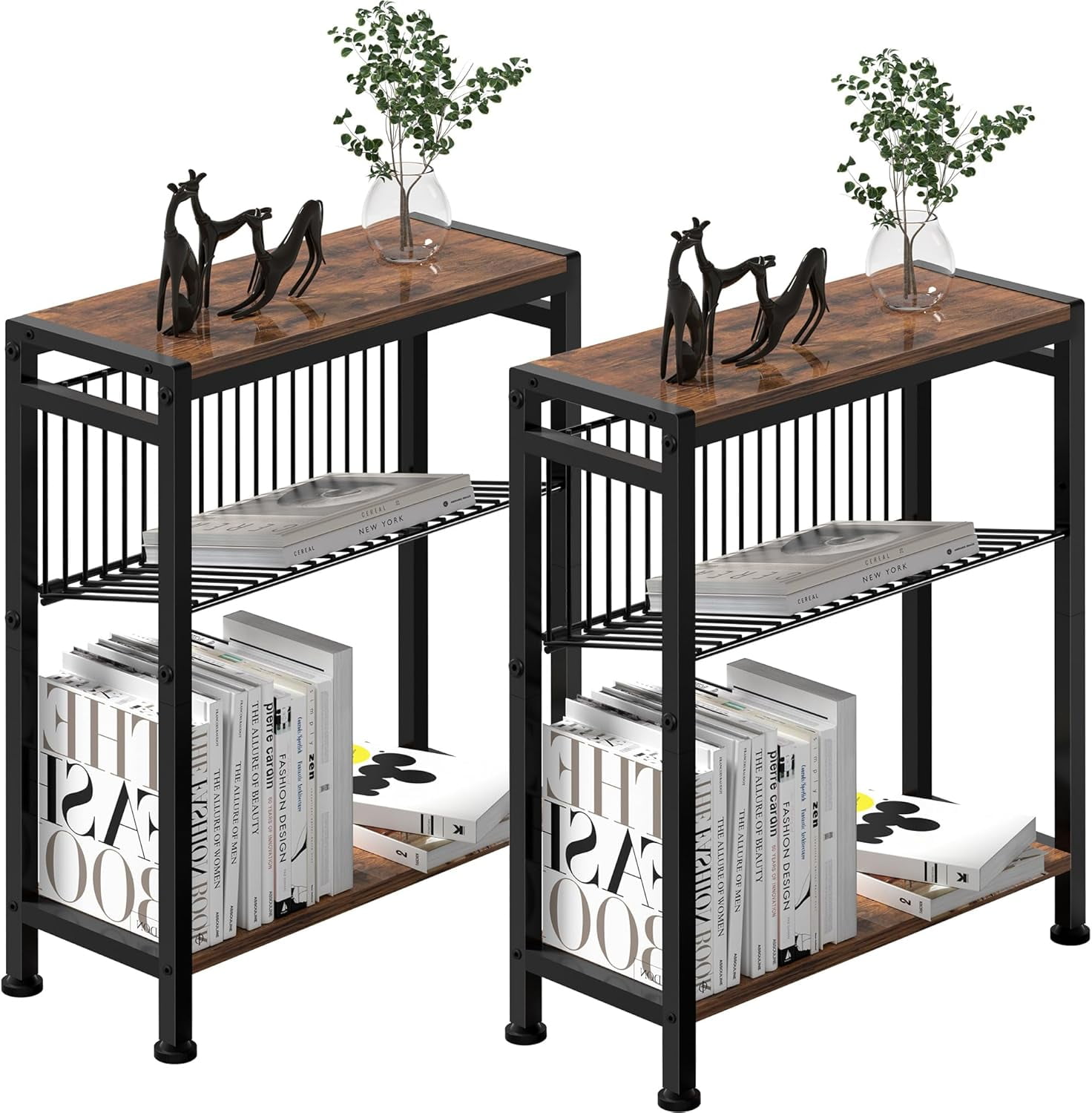 Slim Side Table for Small Spaces, Set of 2 Narrow End Tables with ...