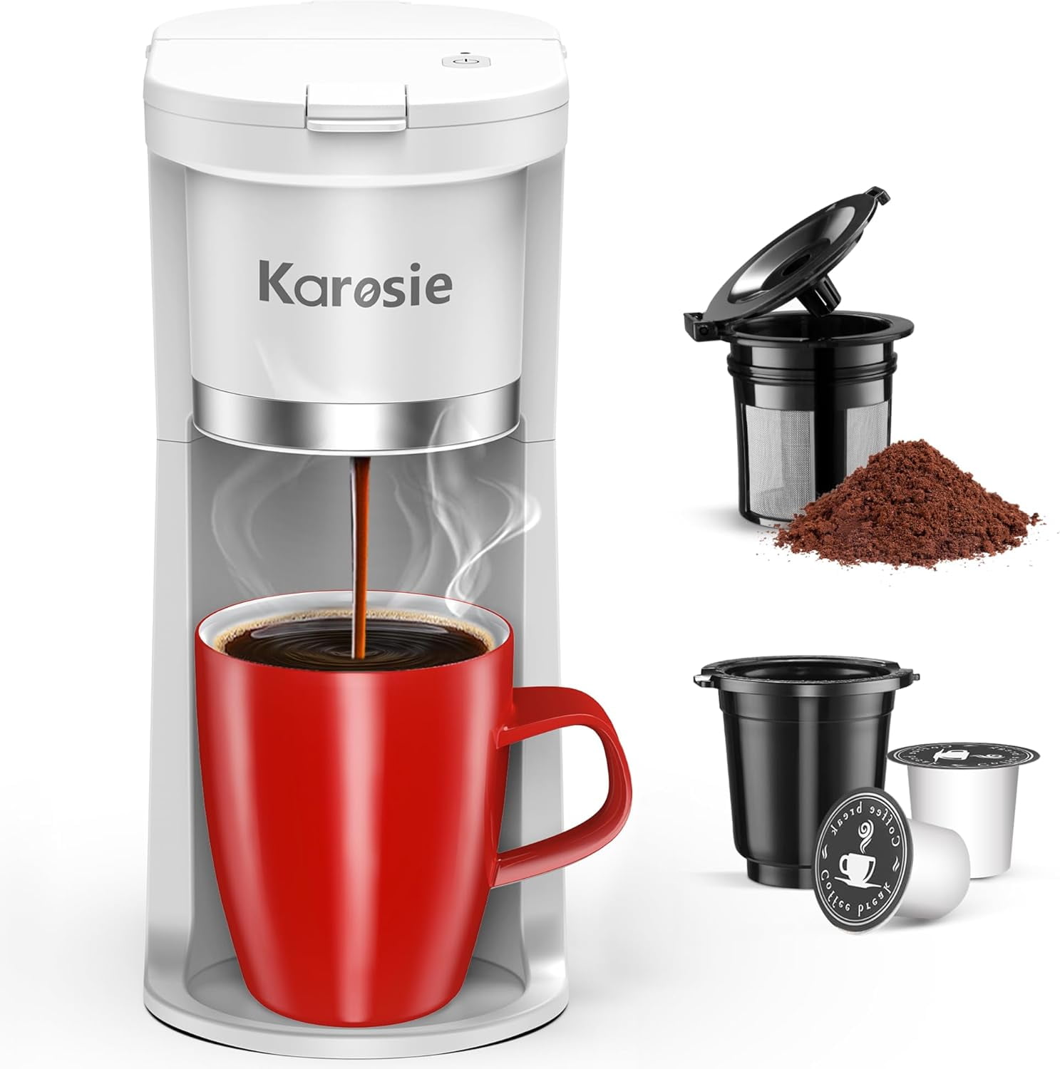Slim Single Serve Coffee Maker, Fast Brew for K-Cup & Ground Coffee ...