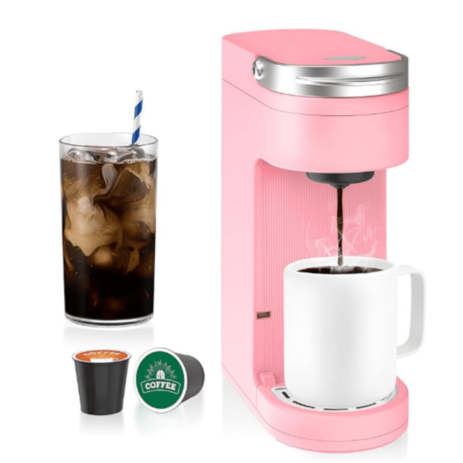 Slim Single Serve Coffee Maker for K Pods, One Cup Coffee Maker Fits 7. ...