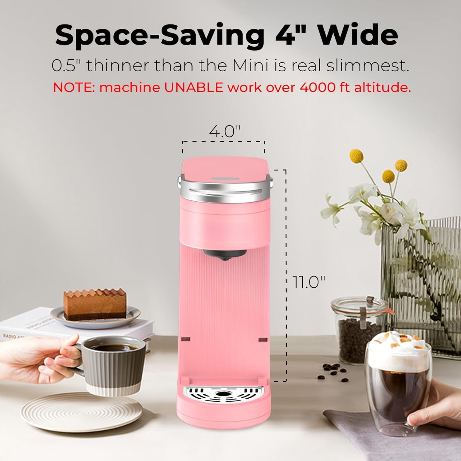 Slim Single Serve Coffee Maker for K Pods, One Cup Coffee Maker Fits 7. ...