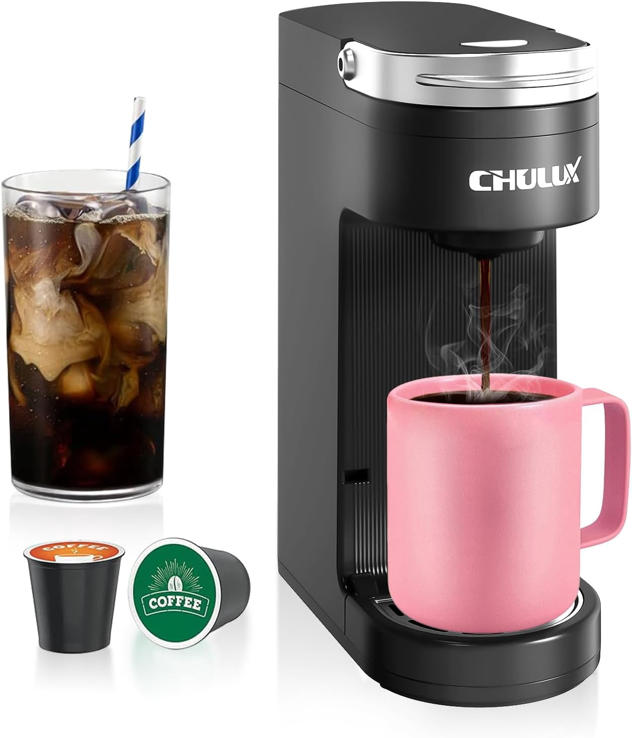 Slim Single Serve Coffee Maker for K Pods, One Cup Coffee Maker Fits 7. ...